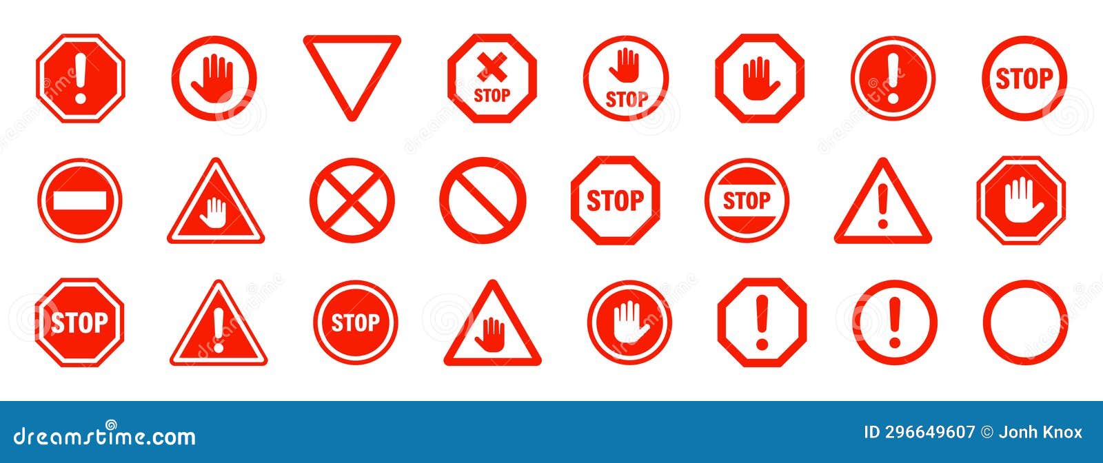 Set Stop Red Sign Icons Set. Set of Prohibition Sign. Vector ...