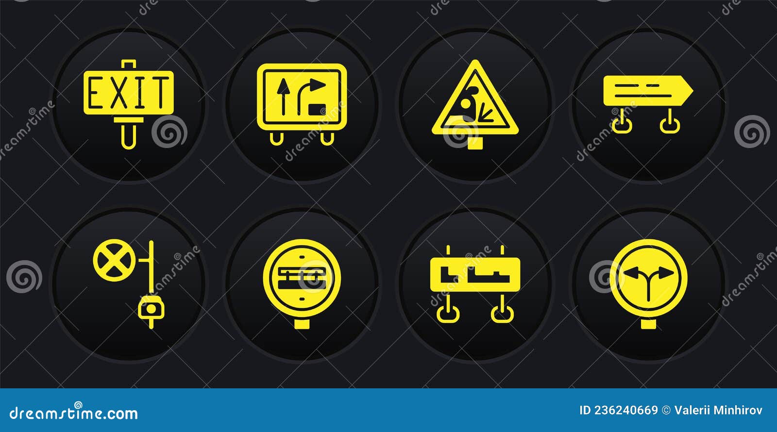 Set Stop Sign with Camera, Road Traffic, Railroad Crossing, Warning ...