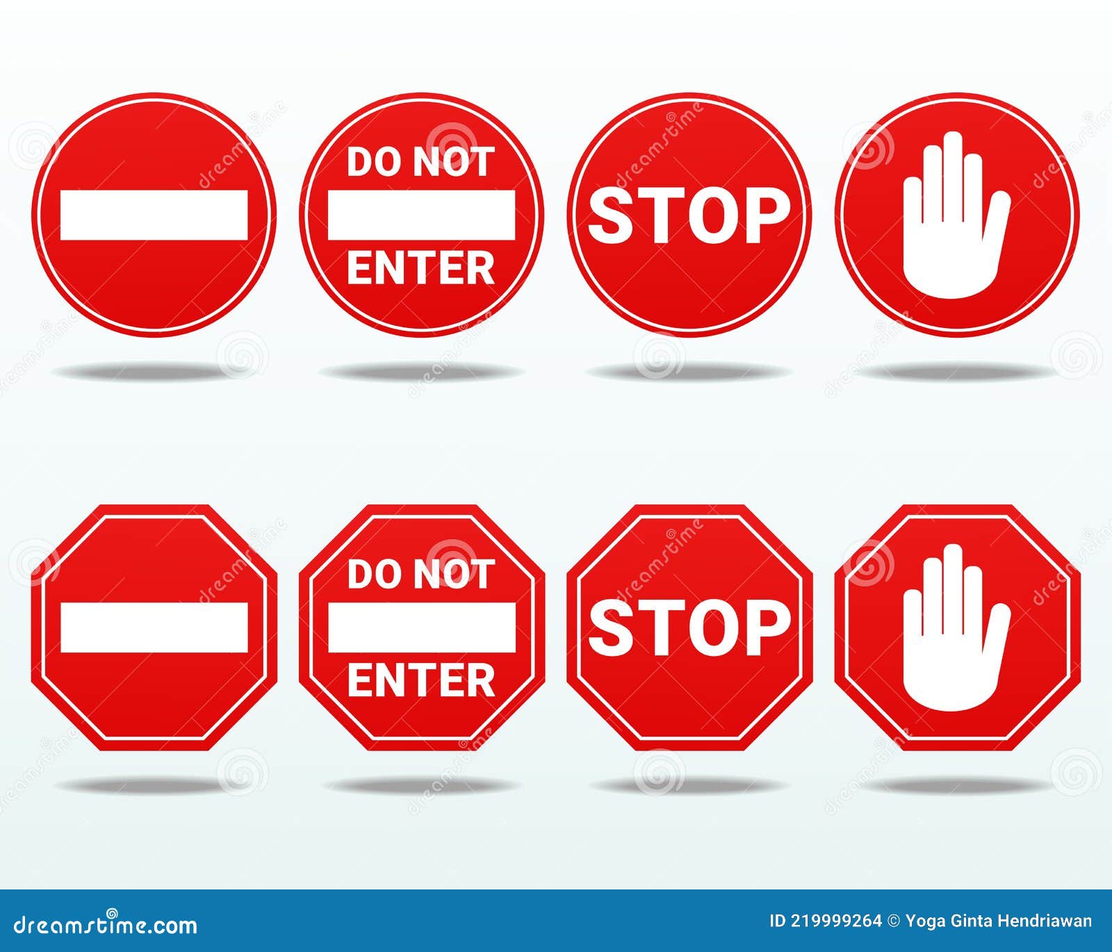 Set of Stop Sign. Do Not Enter Sign. Prohibition Sign Stock Vector ...