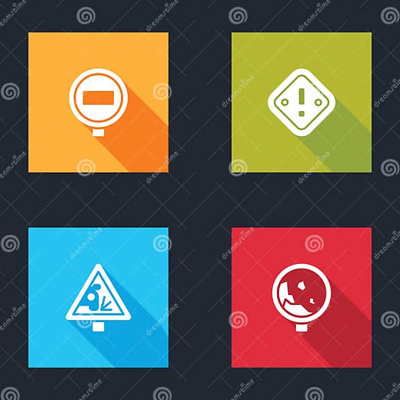 Set Stop Sign, Exclamation Mark in Triangle, Warning Road and Road ...