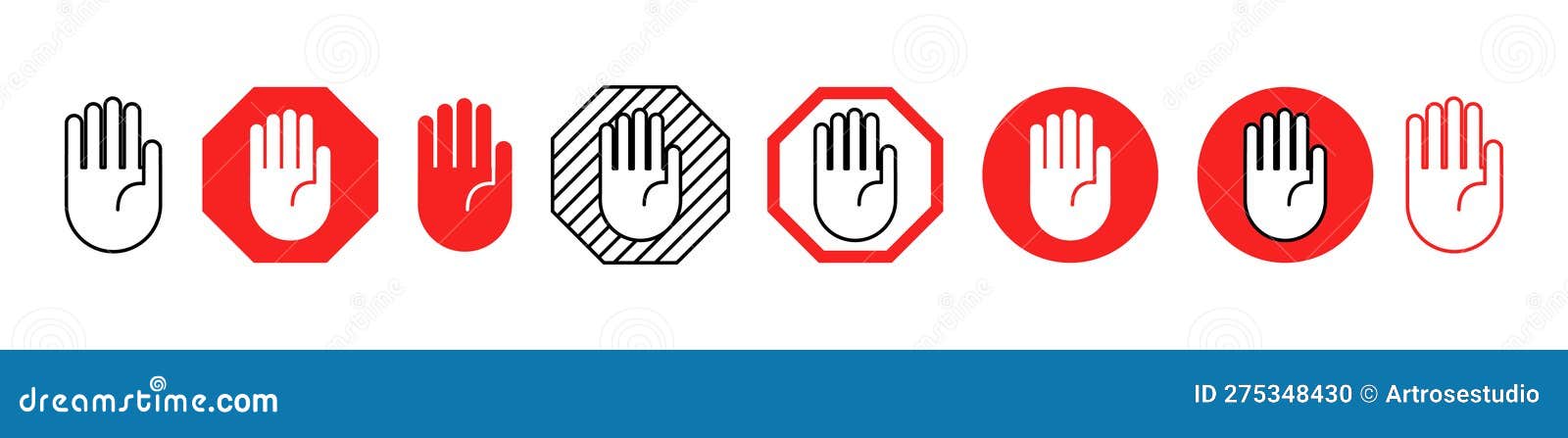 Set of Stop Sign Line Shapes, Thin Line Design Vector Illustration ...