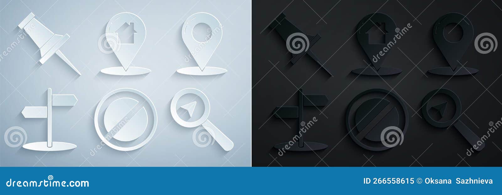 Set Stop Sign, Map Pin, Road Traffic, Search Location, Pointer with ...