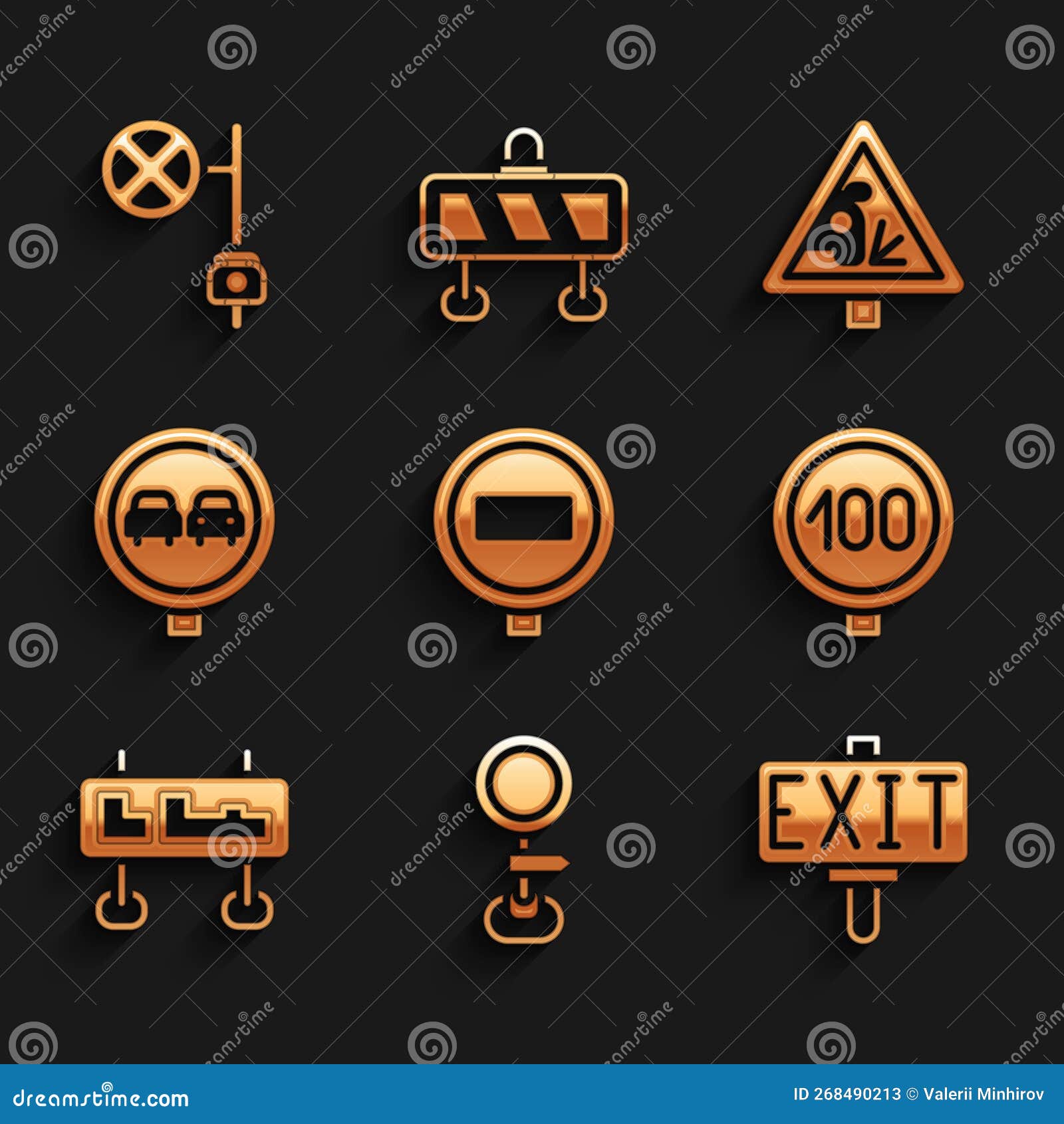 Set Stop Sign Road Road Traffic Exit Speed Limit No Overover Road ...