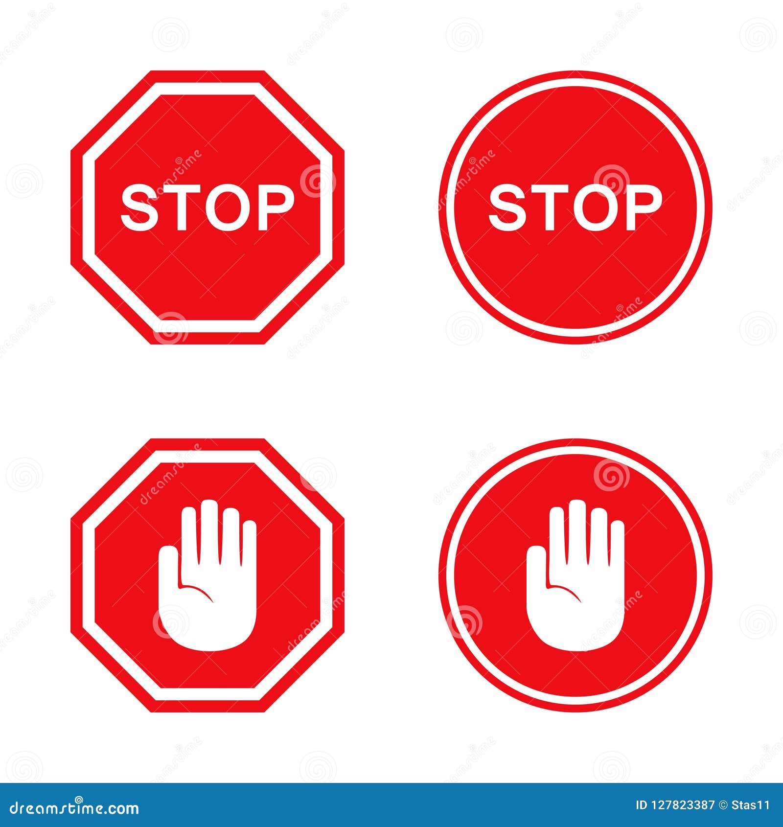 Set of Stop Signs in Red. Vector Illustration Stock Vector ...