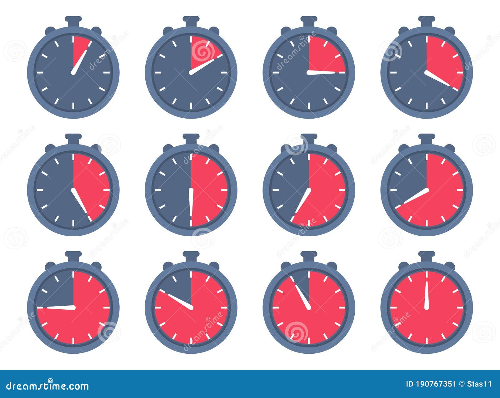 Set of Stopwatch, Timer Icons in a Flat Design Stock Vector ...