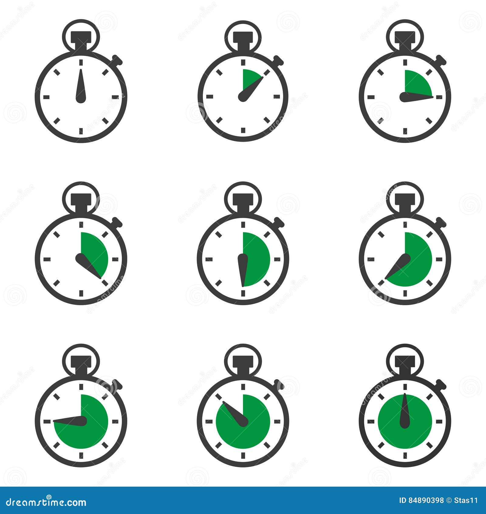 Set of Stopwatches Icons. Timer Symbol Stock Illustration ...