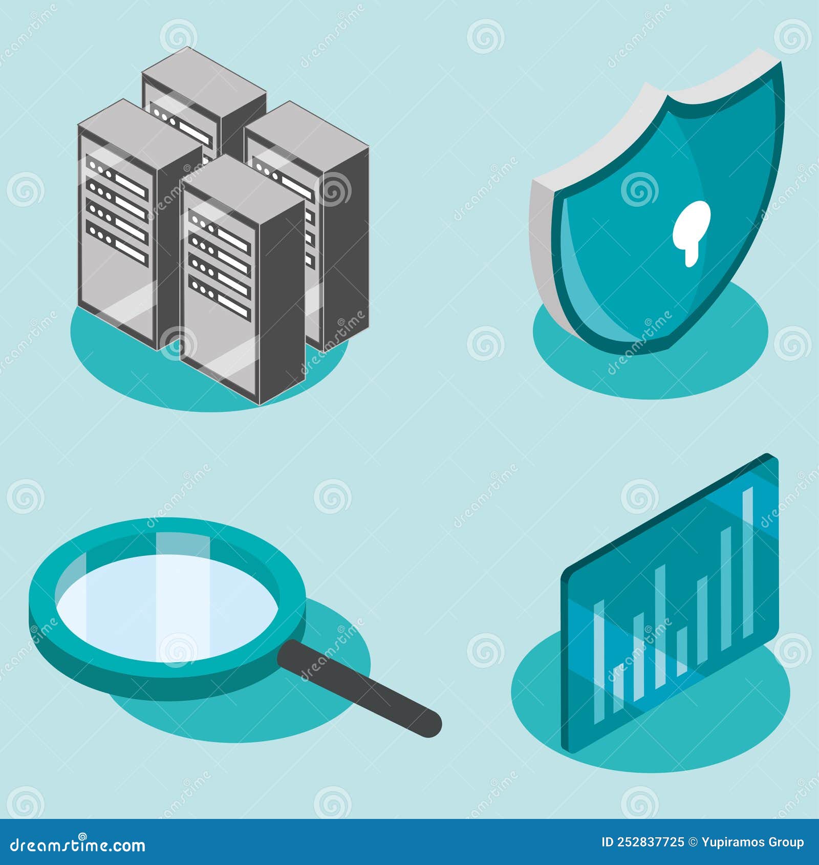 Set storage tech isometric stock vector. Illustration of technology ...