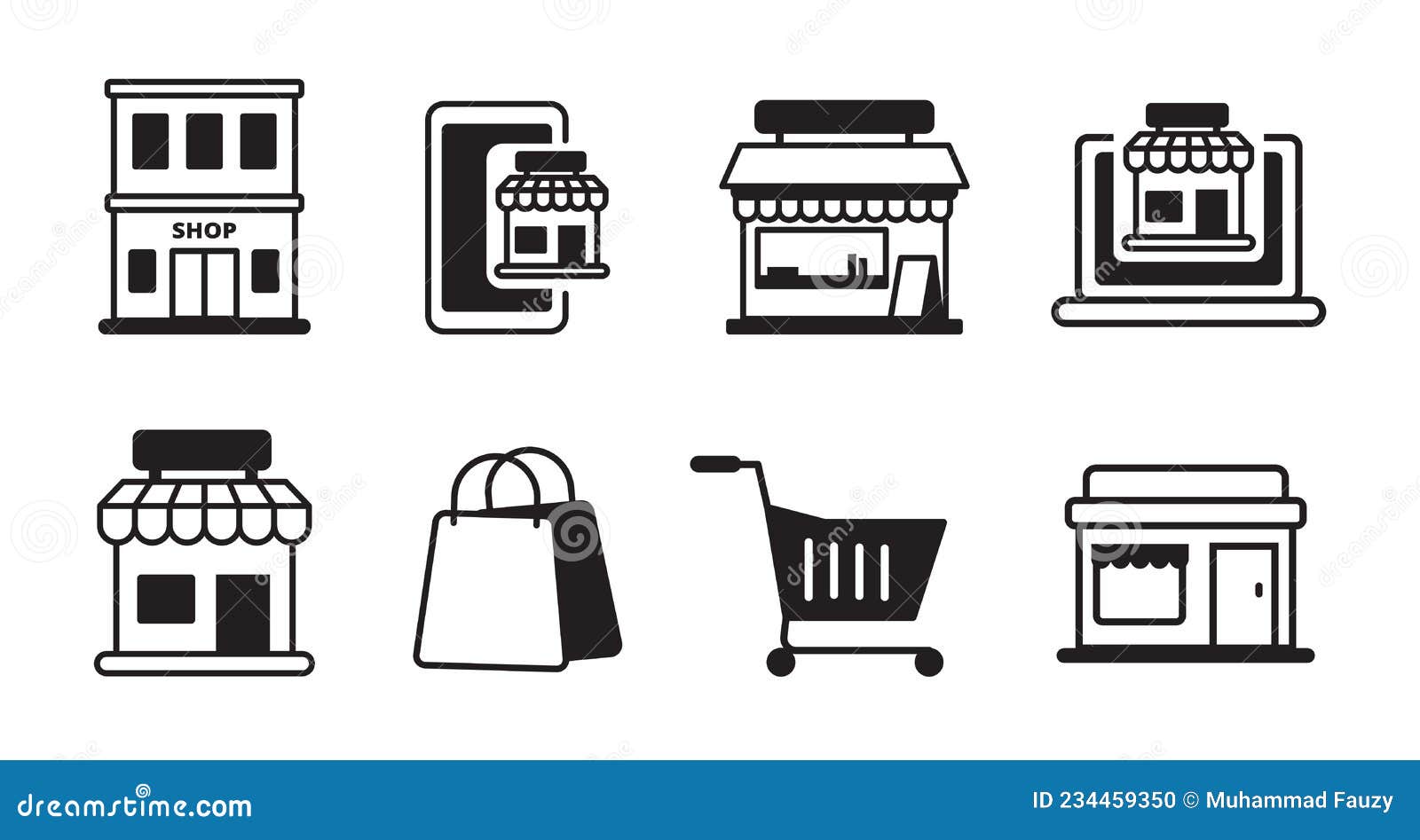 Set of Store Icon with Black Color Stock Vector - Illustration of ...