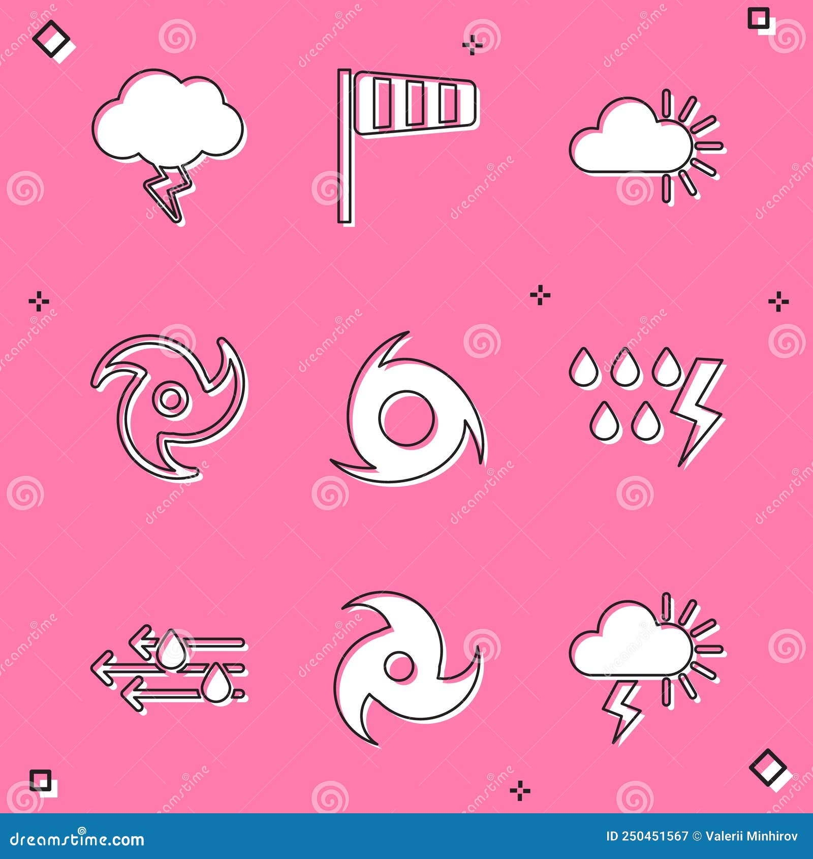 Set Storm, Cone Windsock Wind Vane, Cloudy, Tornado, Wind and Rain and ...