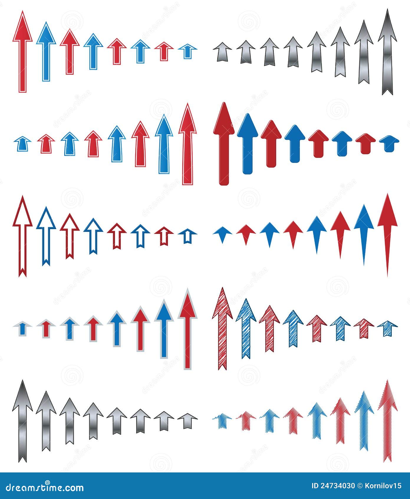 Set of straight arrows stock vector. Illustration of element - 24734030