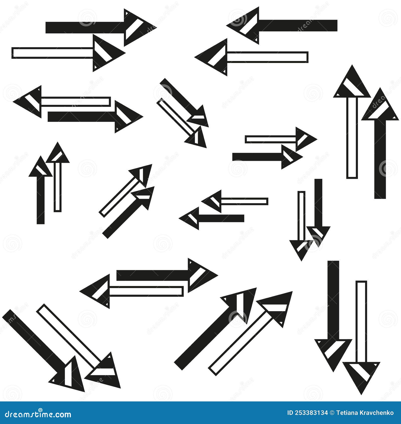 Set with Straight Arrows Different Sides. Vector Illustration. Stock ...