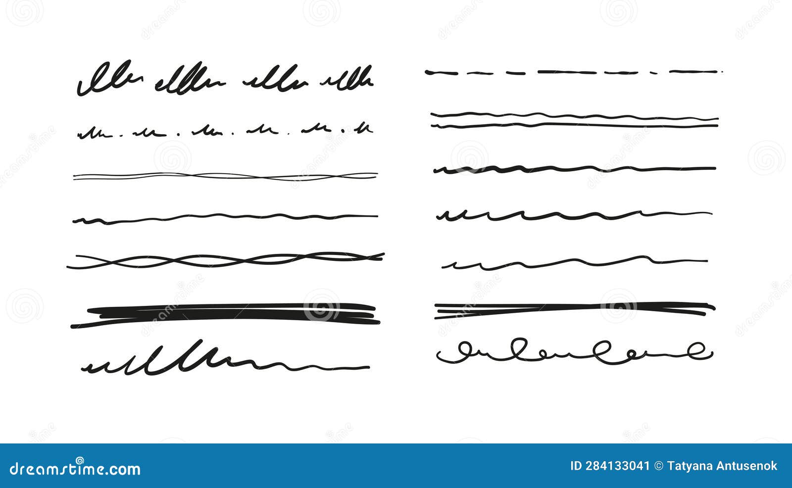 Underline Vector Set. Handmade Vector Lines Isolated On White ...