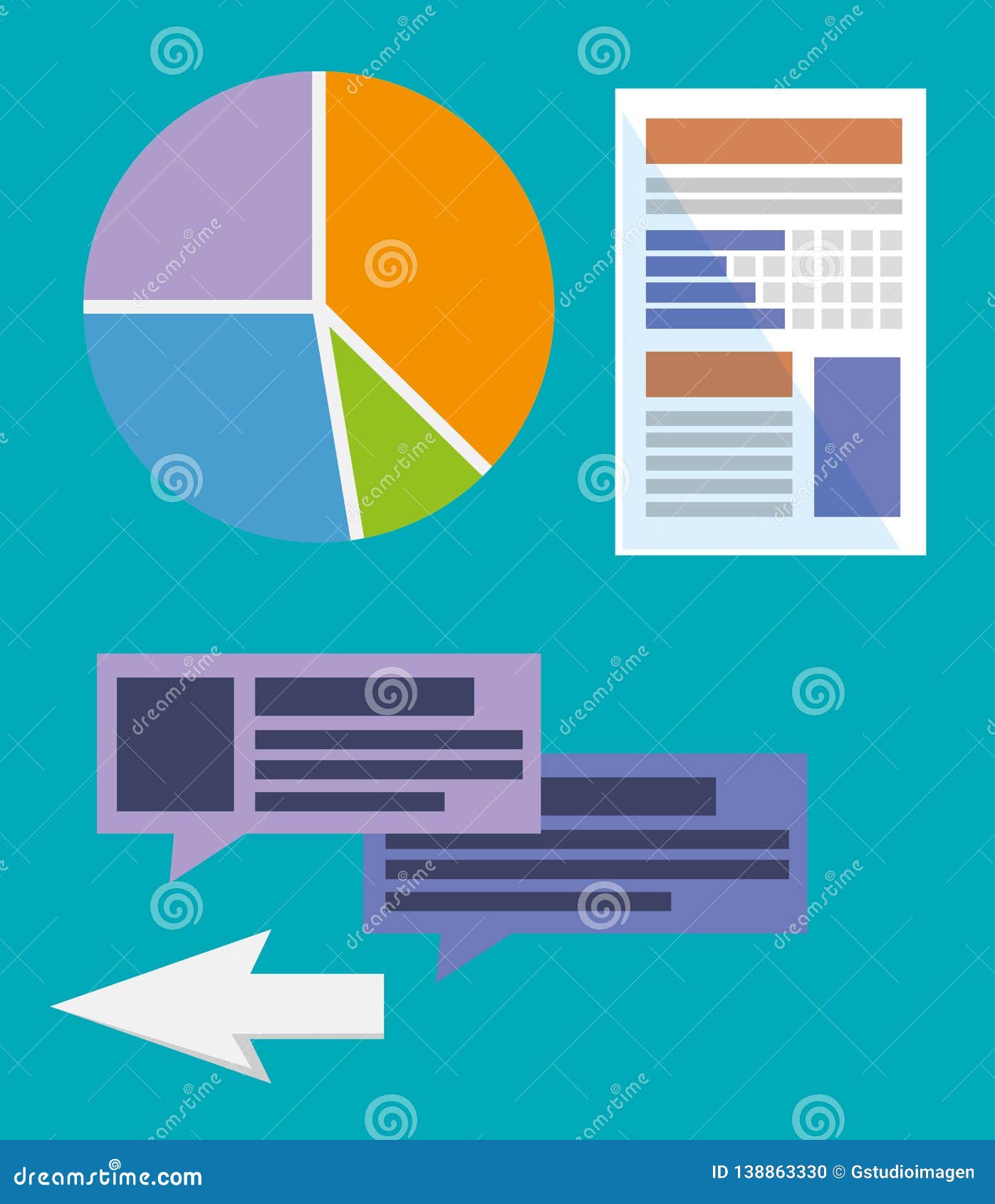 Set Strategy Statistics Diagram with Chat Bubbles and Arrow Stock ...