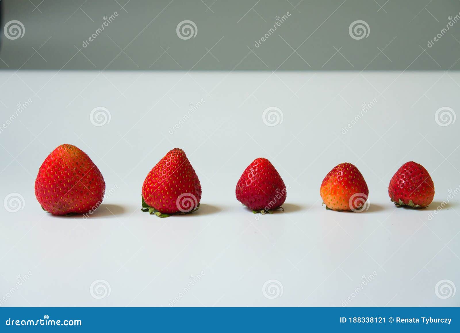 Set of Strawberries from Smallest To Largest on the White Stock Image ...