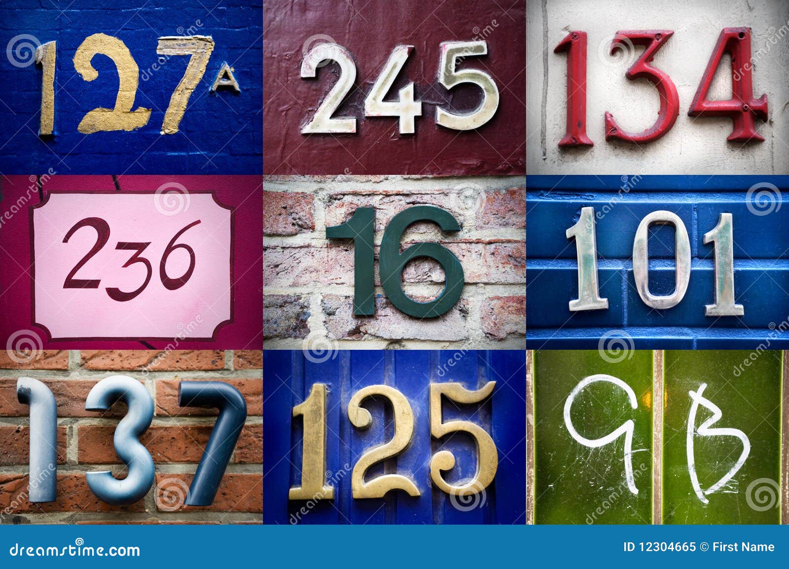 Set of street numbers stock image. Image of collage, background - 12304665