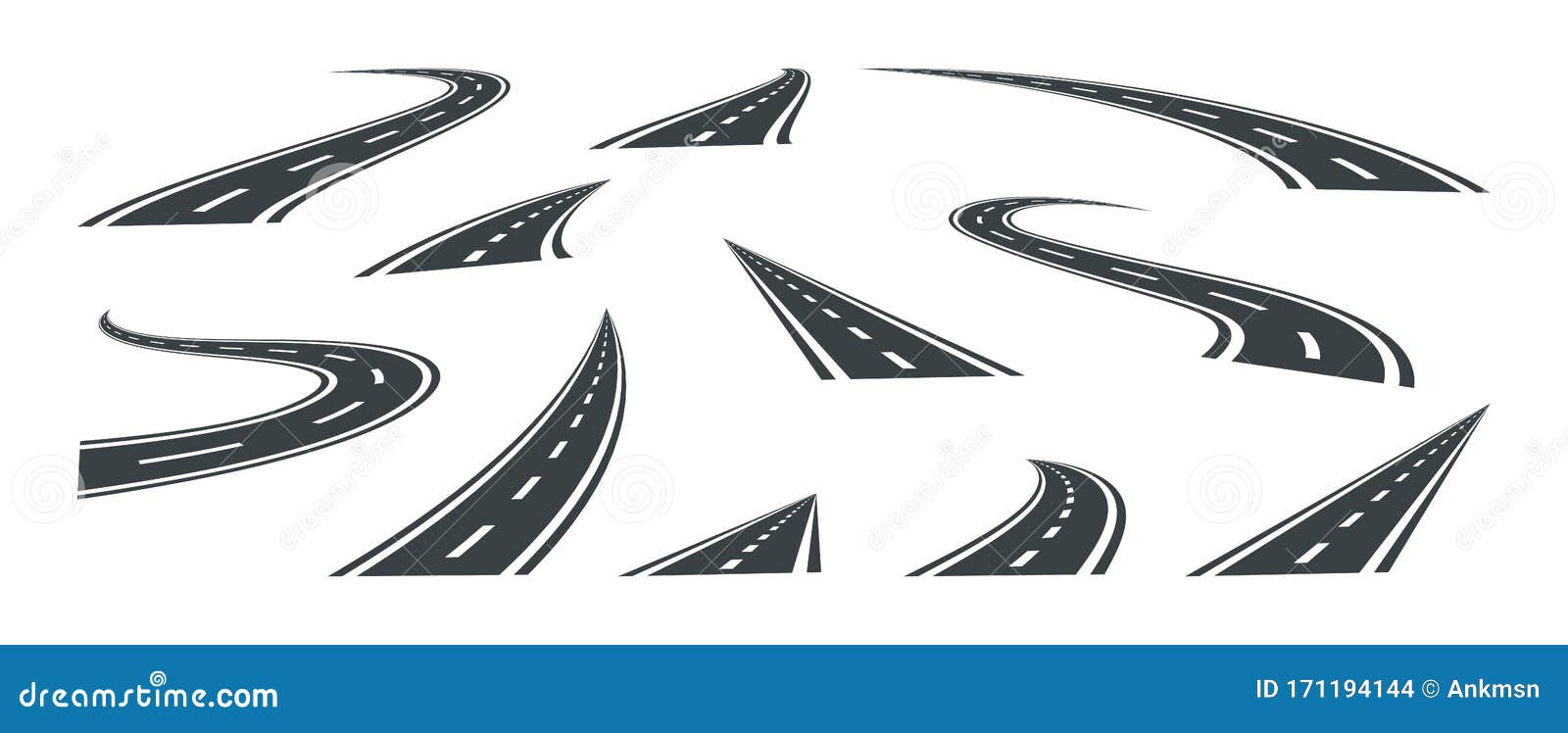 Set Street and Road Vector Template Isolated on Background Stock Vector ...