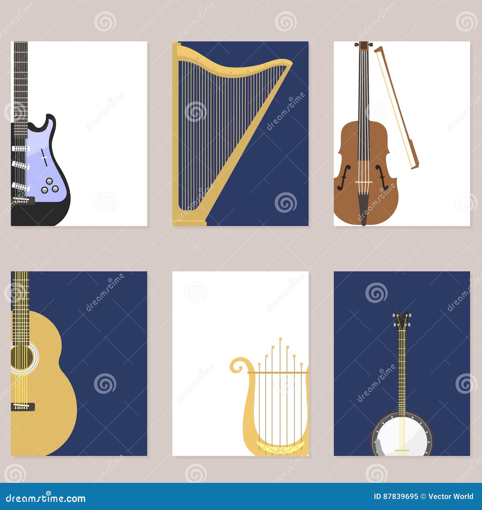 Set of Stringed Cards with Musical Instruments Classical Orchestra Art ... Set of Stringed Cards with Musical Instruments Classical Orchestra Art ...