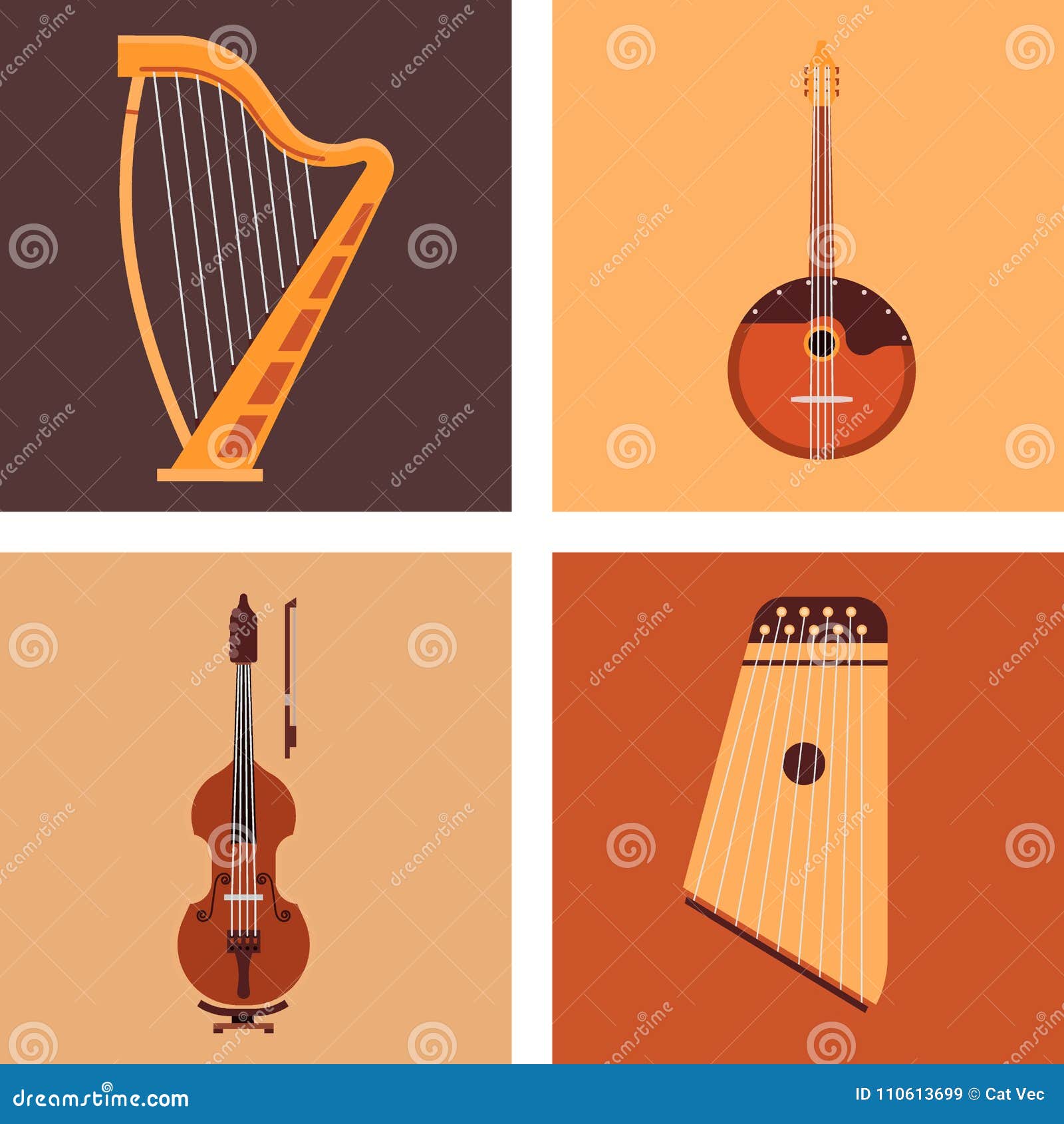 Set of Stringed Musical Instruments Classical Orchestra Art Sound Tool ... Set of Stringed Musical Instruments Classical Orchestra Art Sound Tool ...