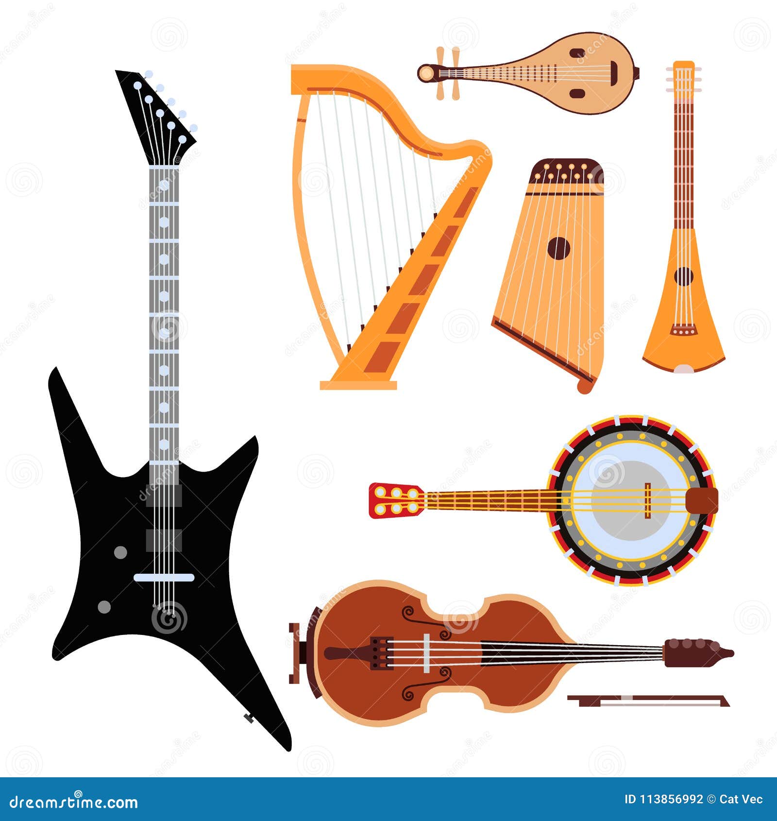 Set of Stringed Musical Instruments Classical Orchestra Art Sound Tool ... Set of Stringed Musical Instruments Classical Orchestra Art Sound Tool ...