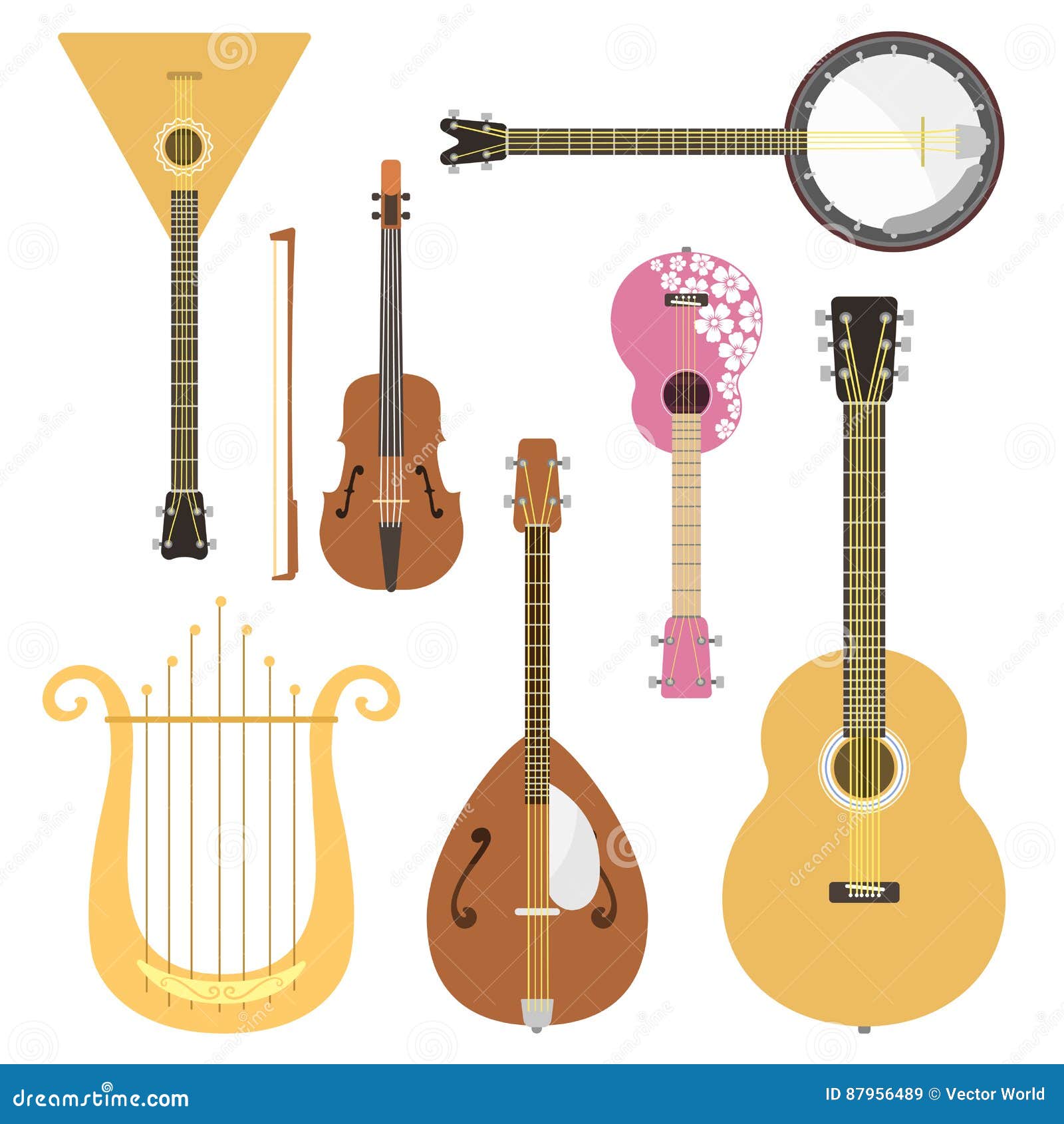 Set of Stringed Musical Instruments Classical Orchestra Art Sound Tool ... Set of Stringed Musical Instruments Classical Orchestra Art Sound Tool ...