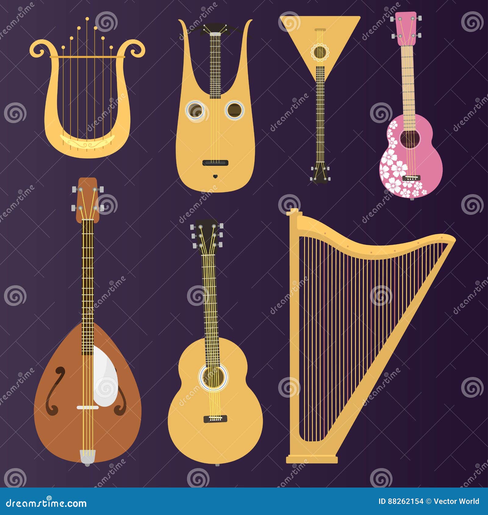 Set of Stringed Musical Instruments Classical Orchestra Art Sound Tool ... Set of Stringed Musical Instruments Classical Orchestra Art Sound Tool ...