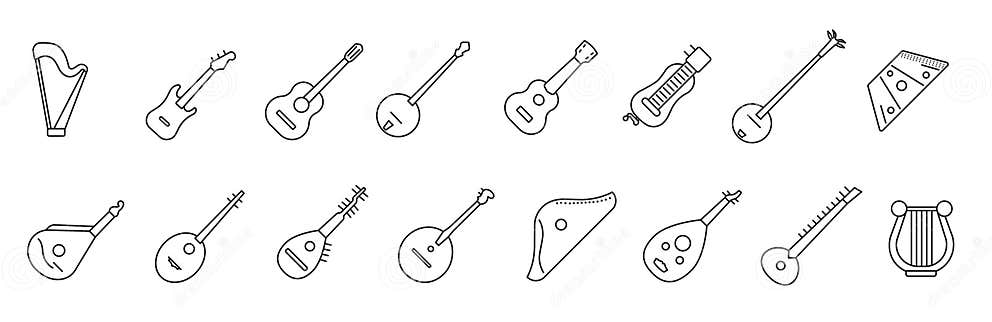 Set of Stringed Musical Instruments. Set of Stringed Instruments with ...