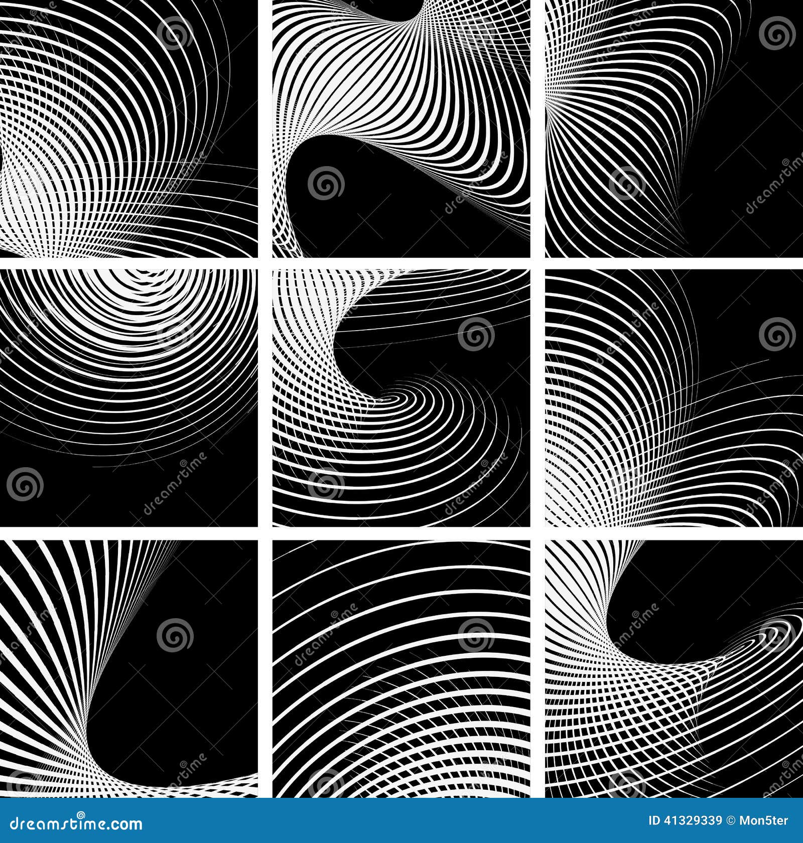 Set of Striped Abstract Forms Stock Vector - Illustration of background ...