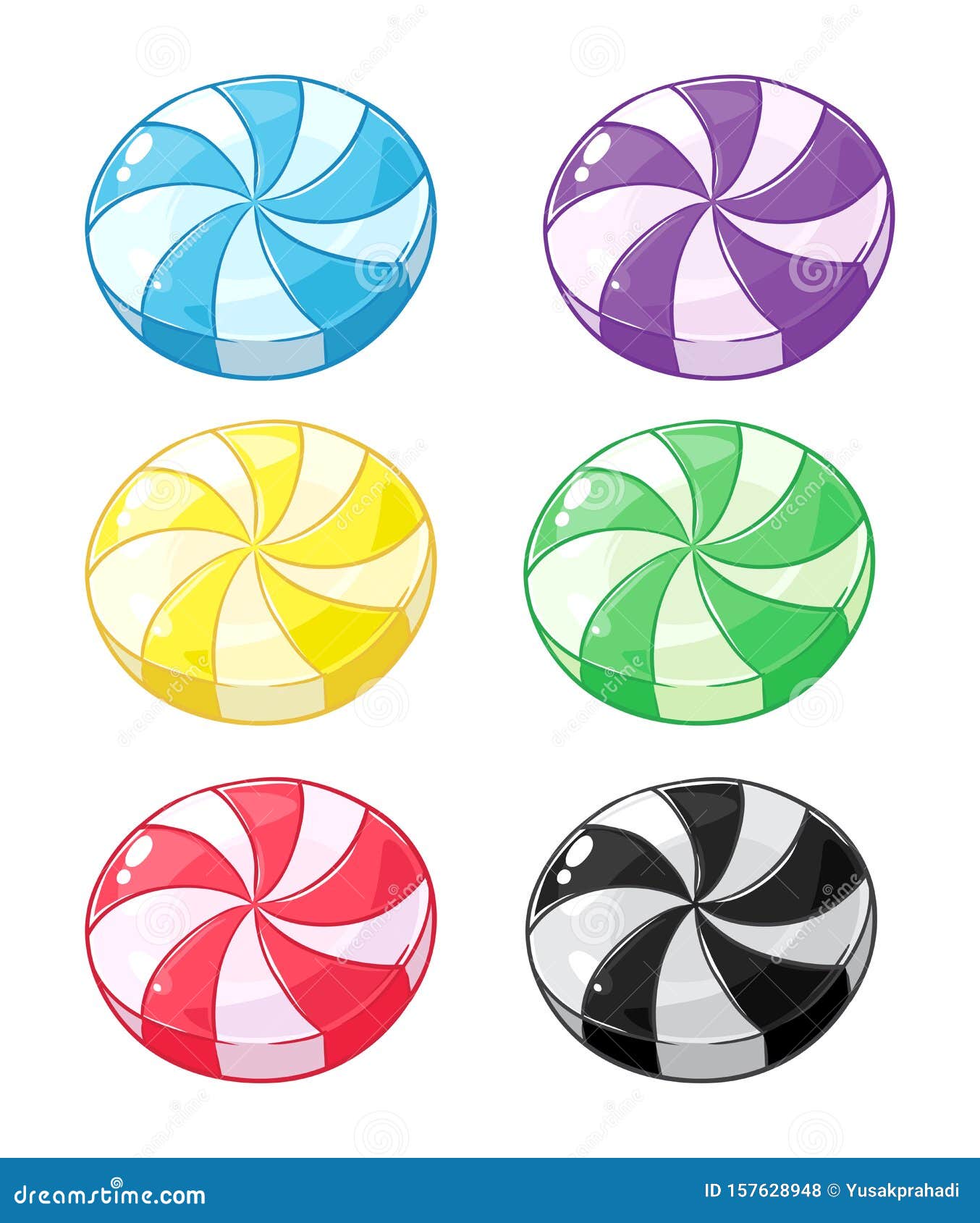 Set Striped Hard Candy in Various Flavor Stock Vector - Illustration of ...