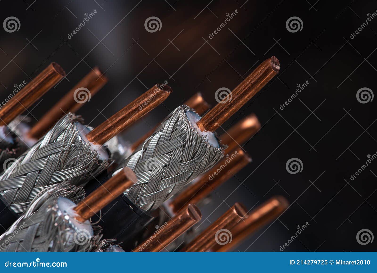 Set of Stripped Coaxial Cable Stock Image - Image of industrial, macro ...