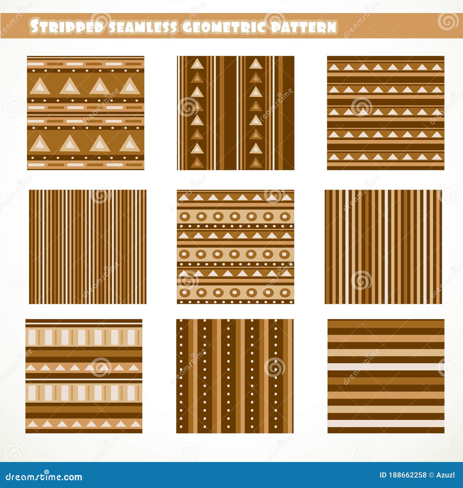 Stripped Seamless Geometric Pattern in Brown, Beige and White Colors ...