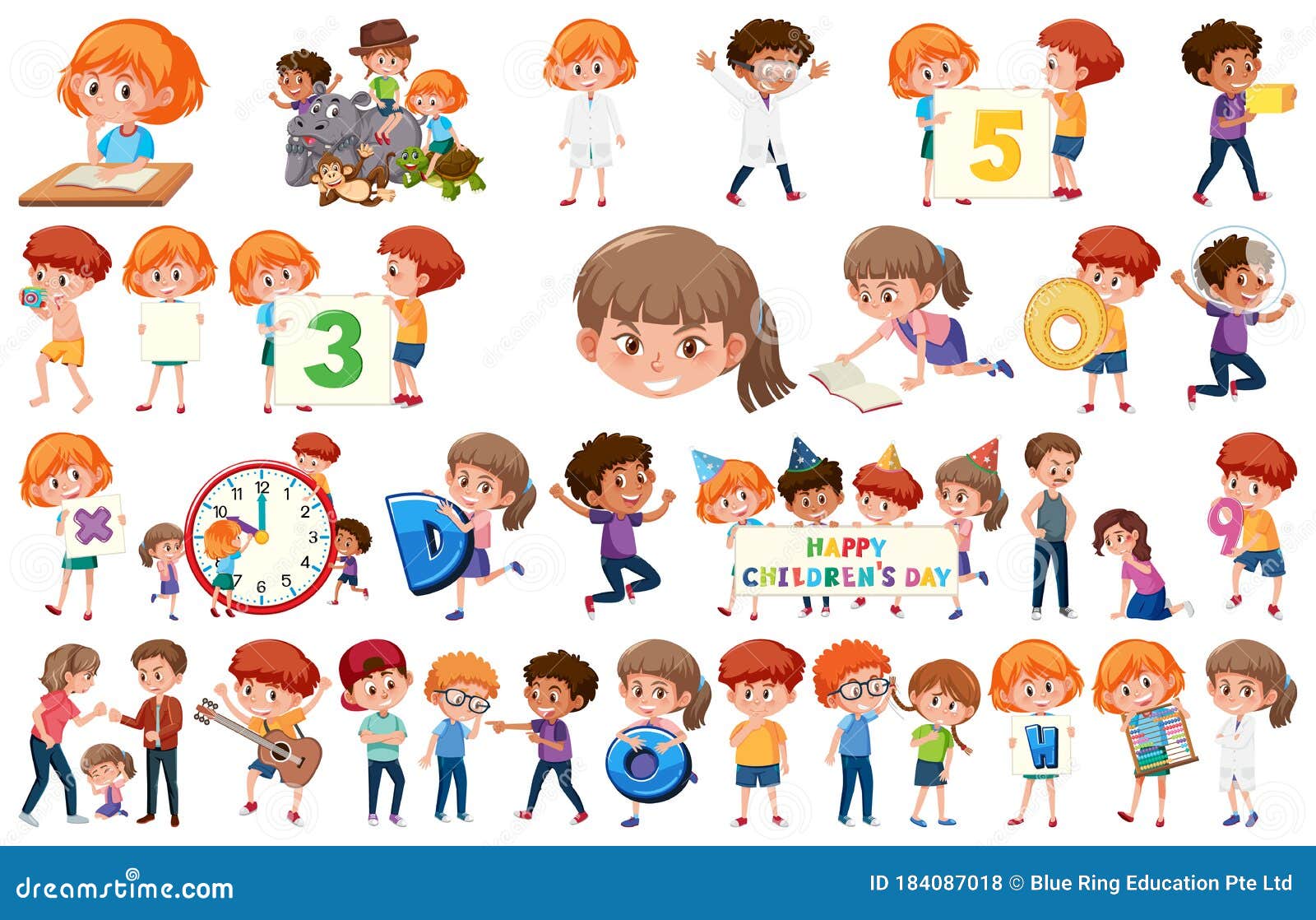 Set of Student Cartoon Character Stock Vector - Illustration of youth ...