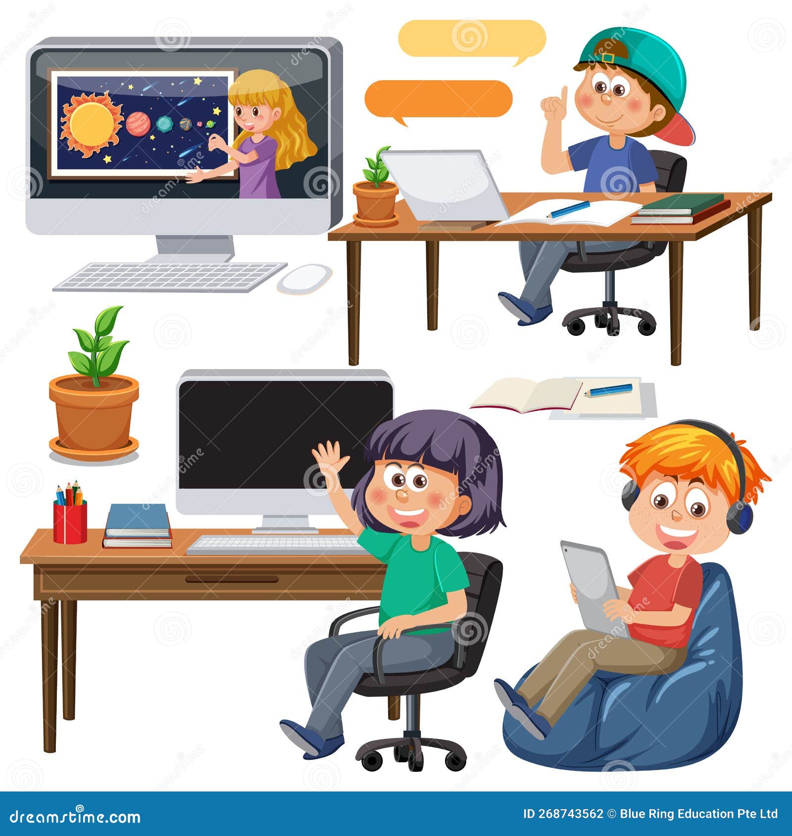 Set of Student Cartoon Character Stock Vector - Illustration of cartoon ...