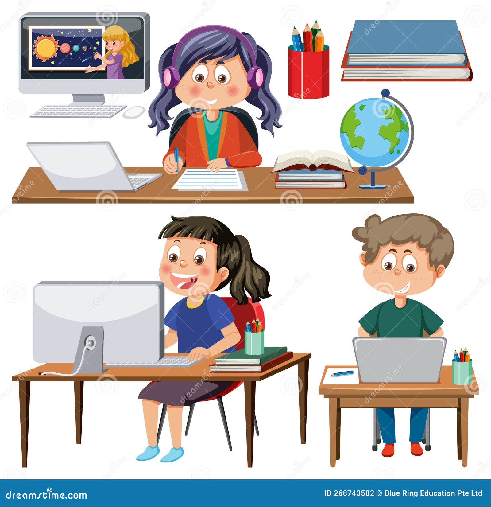 Set of Student Cartoon Character Stock Vector - Illustration of cartoon ...