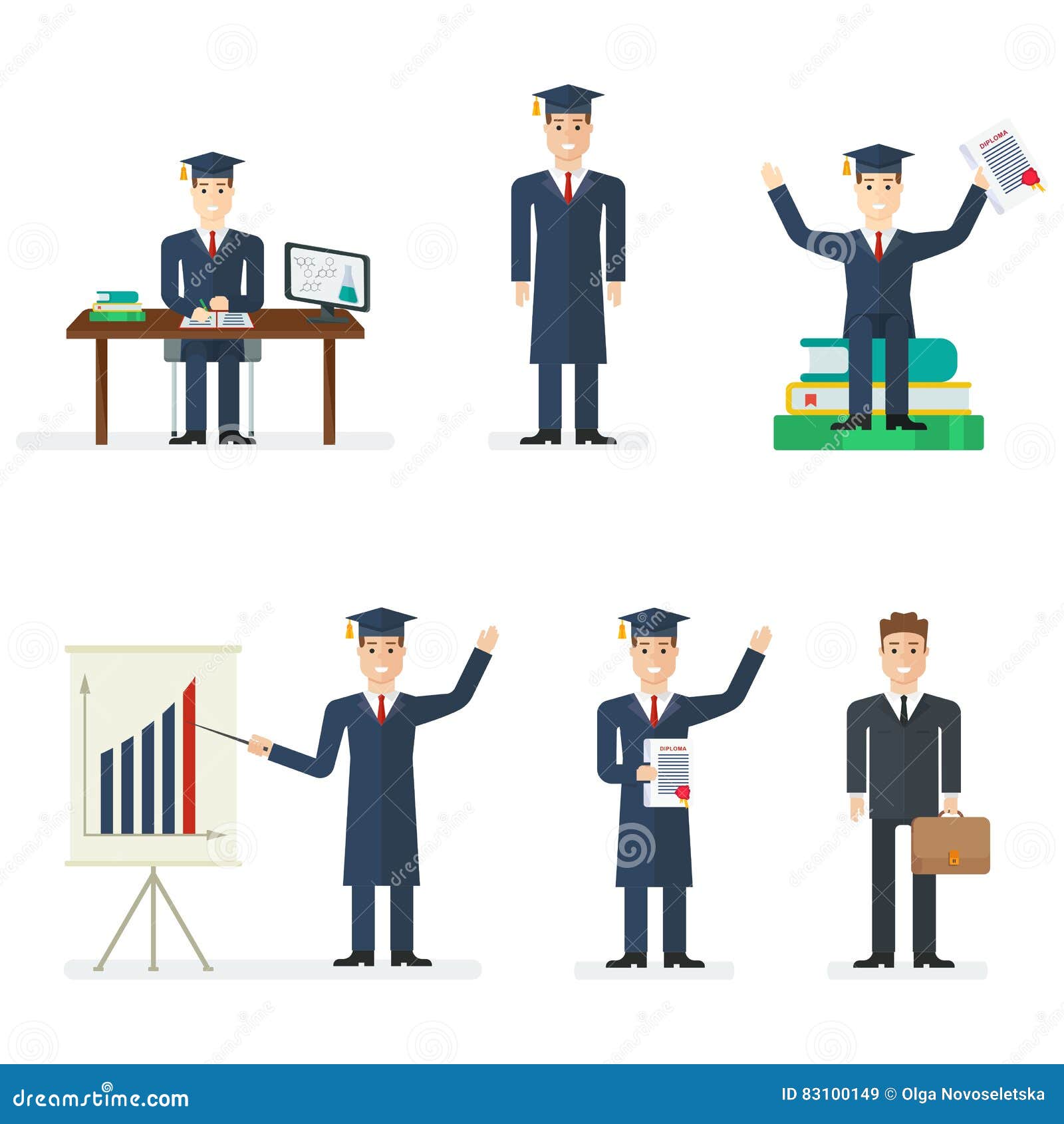 Set of student stock vector. Illustration of literature - 83100149