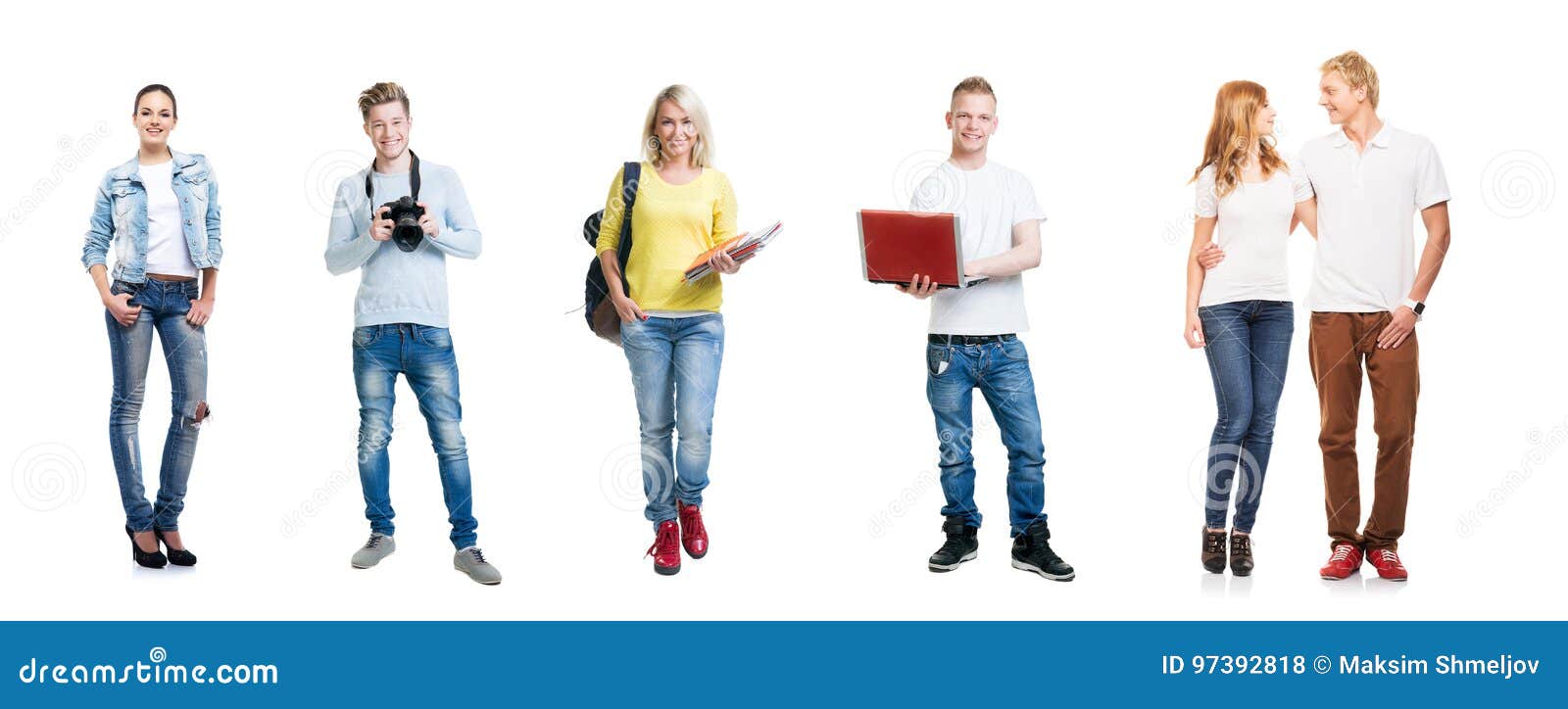 Set of Students Having Fun on Isolated Background Stock Photo - Image ...