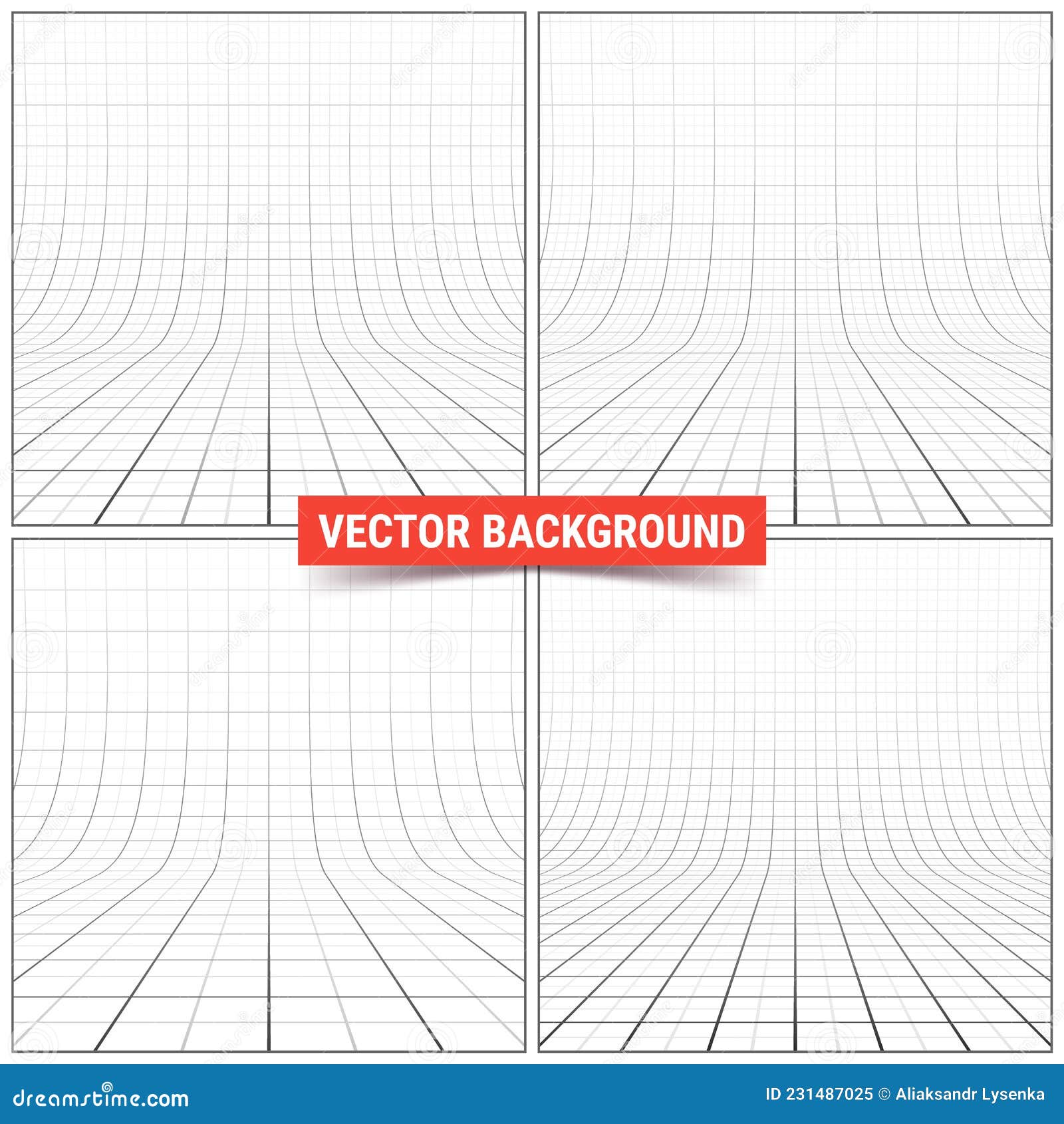 Set Of Studio Backdrops With Mesh. Curved Perspective Grid With Major ...