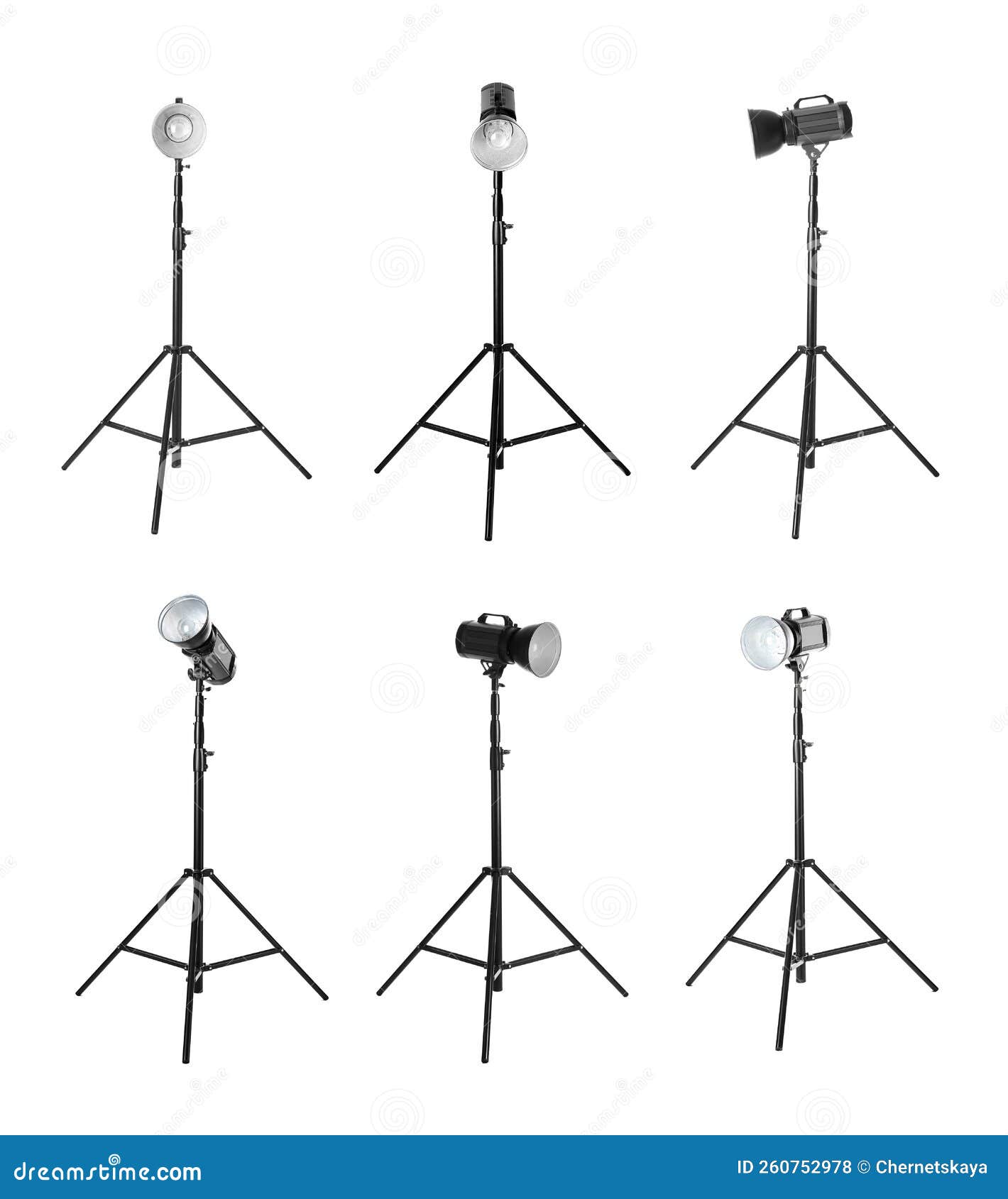 Set with Studio Flash Lights on Tripods Against N White Background ...