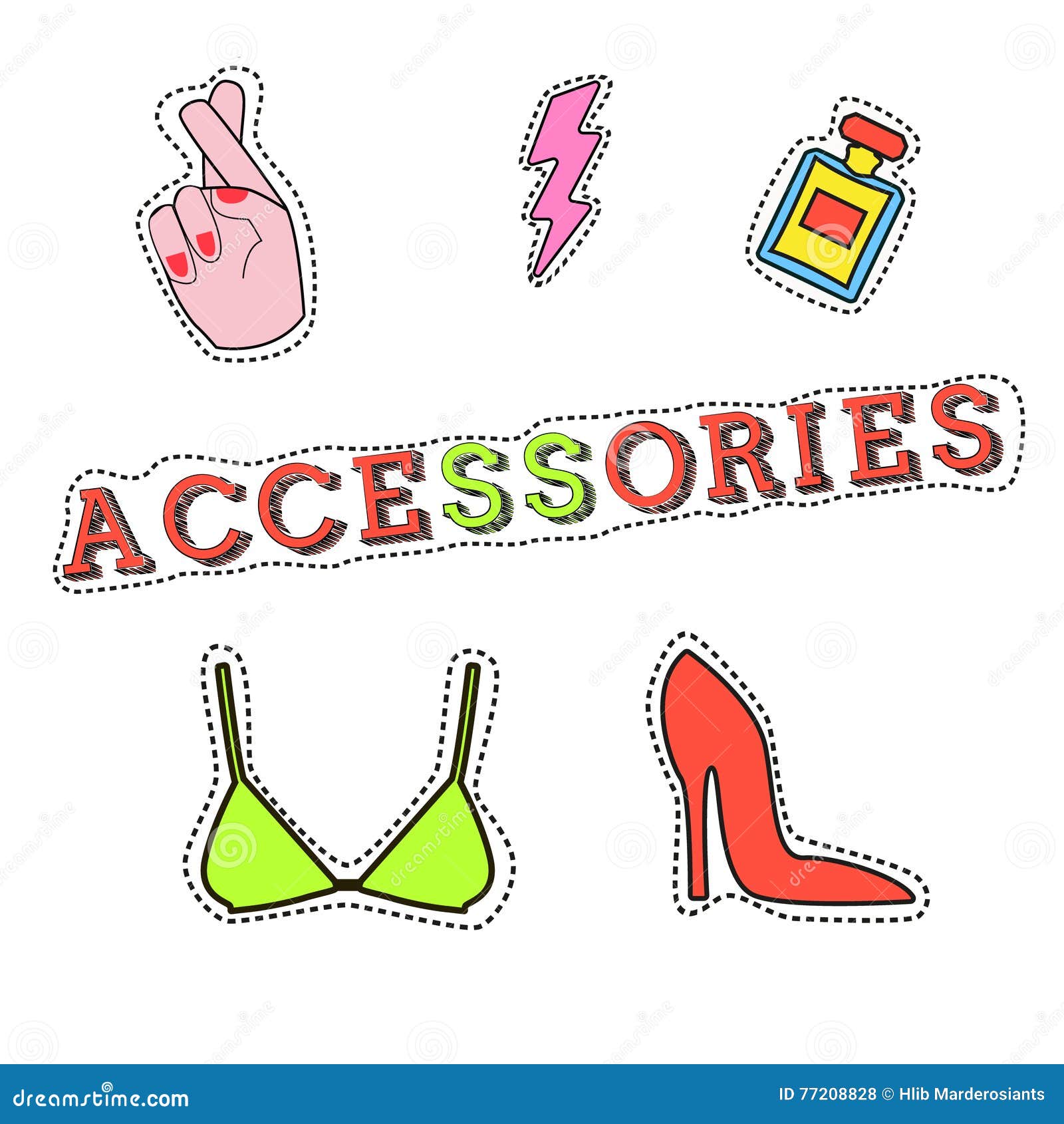 Set Style Doodle Art , Approved for Sticker, Punch .Vector Stock ...