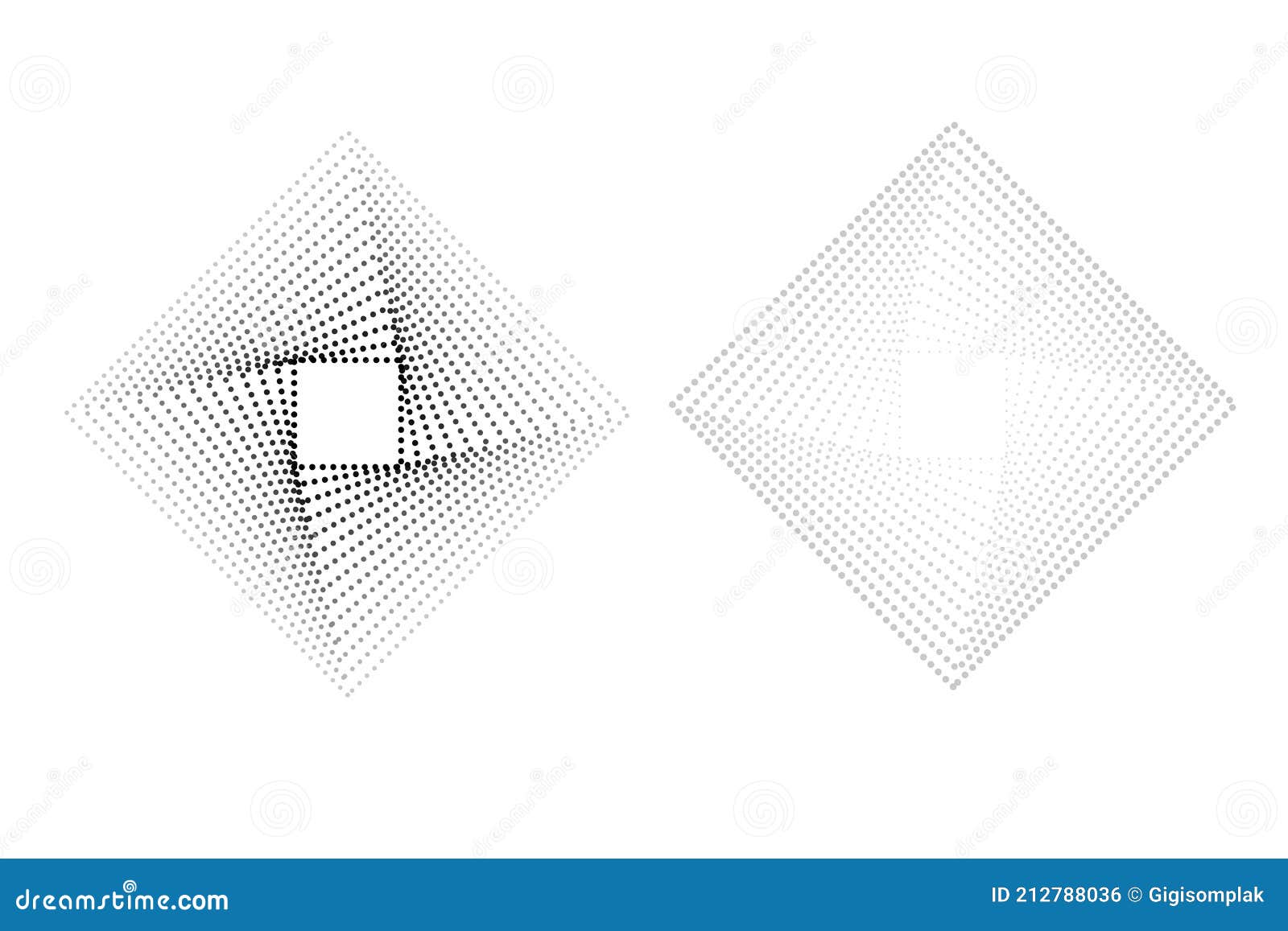 Simple Set, 2 Style Vector Black and White Square Halftone, Isolated on ...