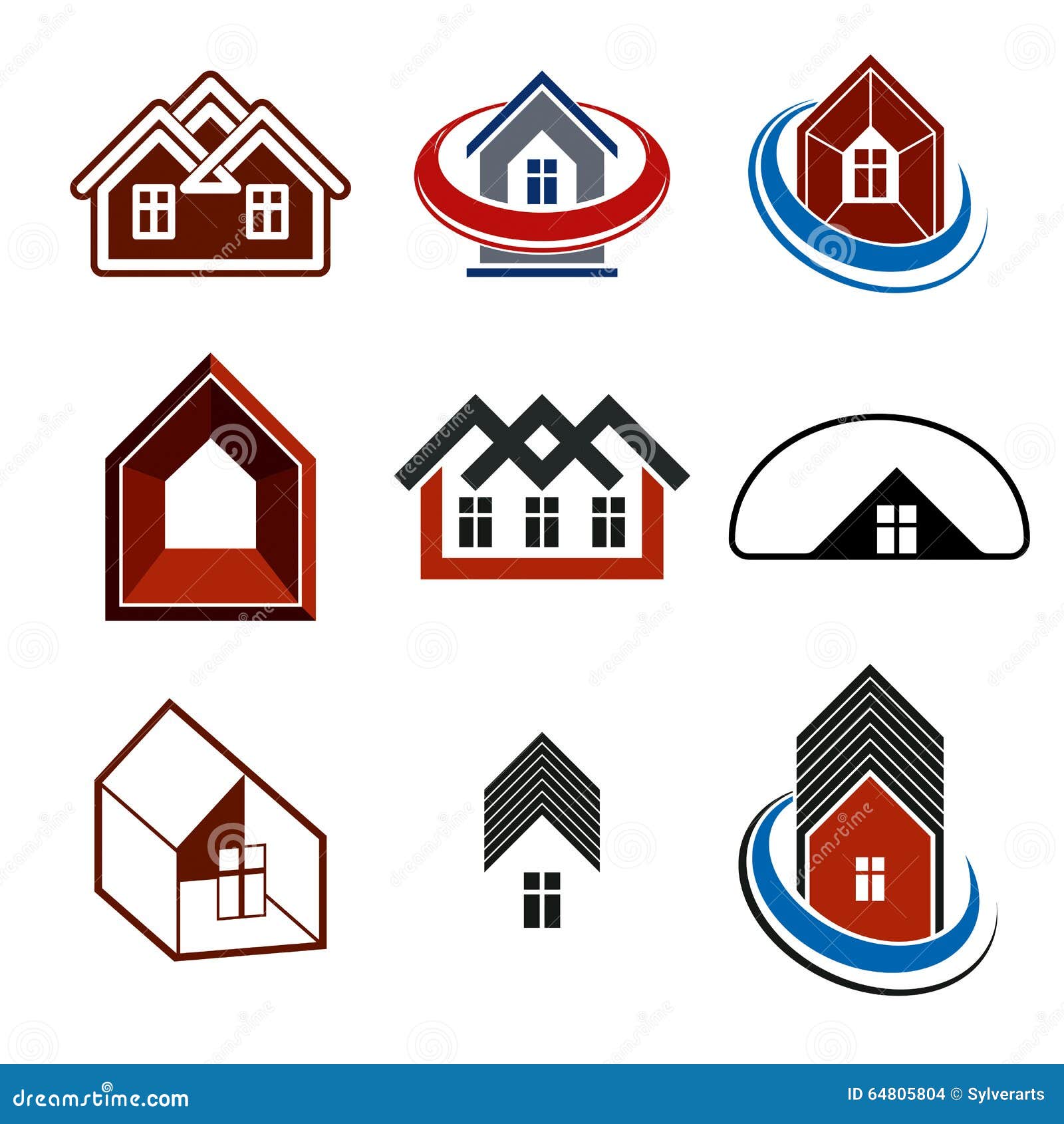 Set of Stylish Abstract Architectural Constructions, Vector Houses ...