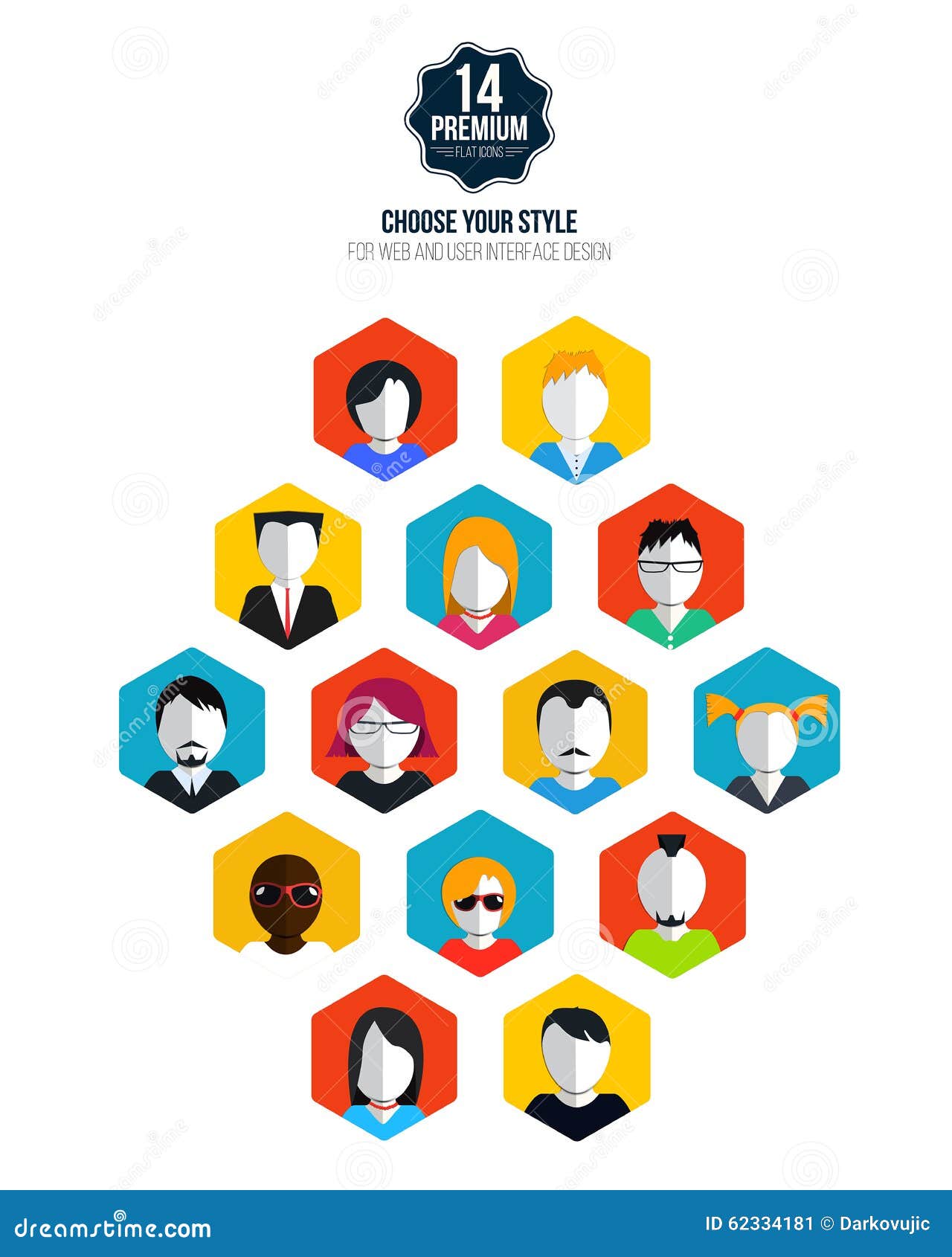 Set of Stylish Avatars of Girls and Guys Stock Vector - Illustration of ...