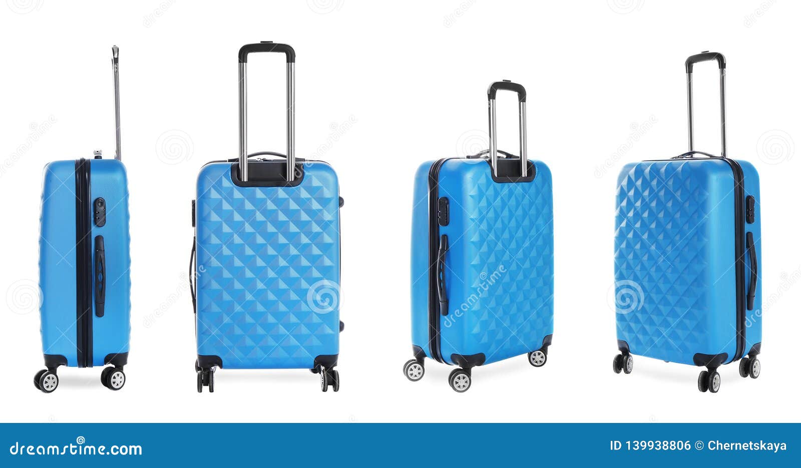 Set of Stylish Blue Suitcase for Travelling Stock Photo - Image of ...