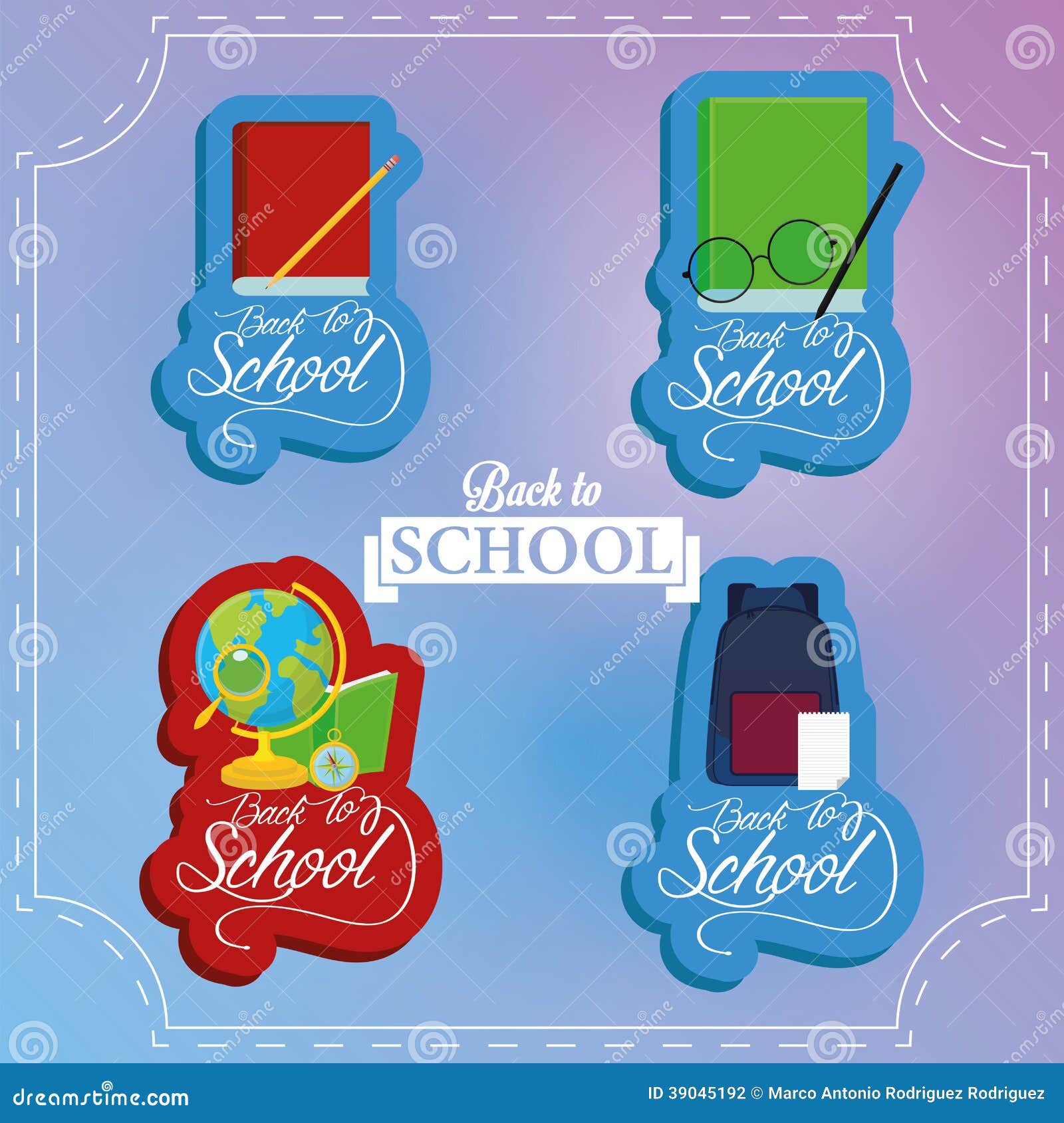 Set of Stylish Cartoon Different School Elements Stock Vector ...