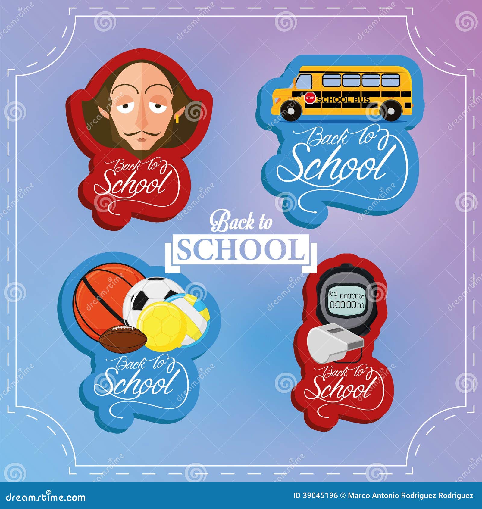 Set of Stylish Cartoon Different School Elements Stock Vector ...