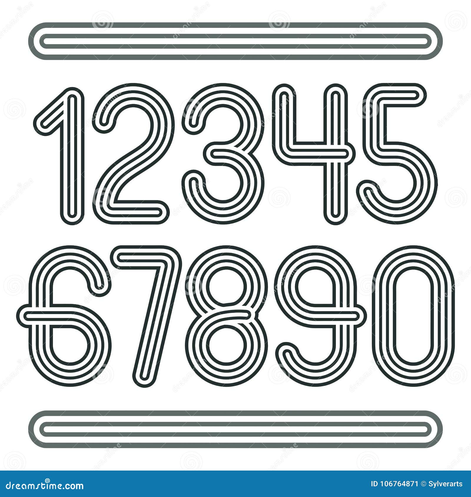 Set of Stylish Disco Vector Digits, Modern Numerals Collection. Stock ...