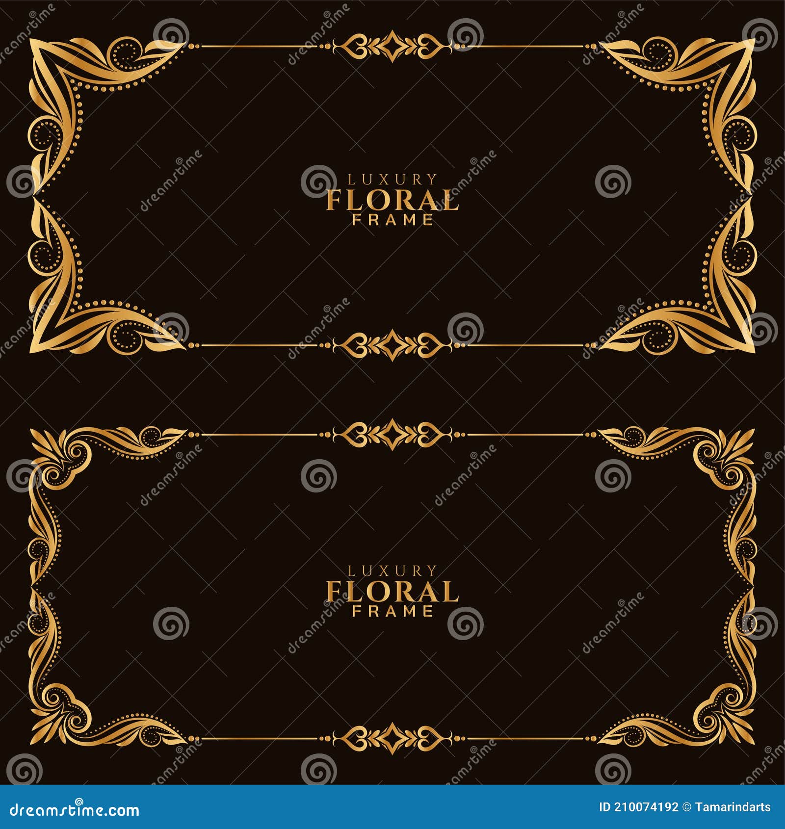 Set of Stylish Golden Floral Frame Border Design Stock Vector ...