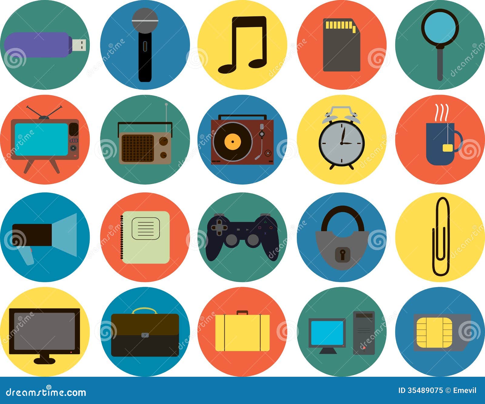 Set from 20 stylish icons stock image. Image of radio - 35489075
