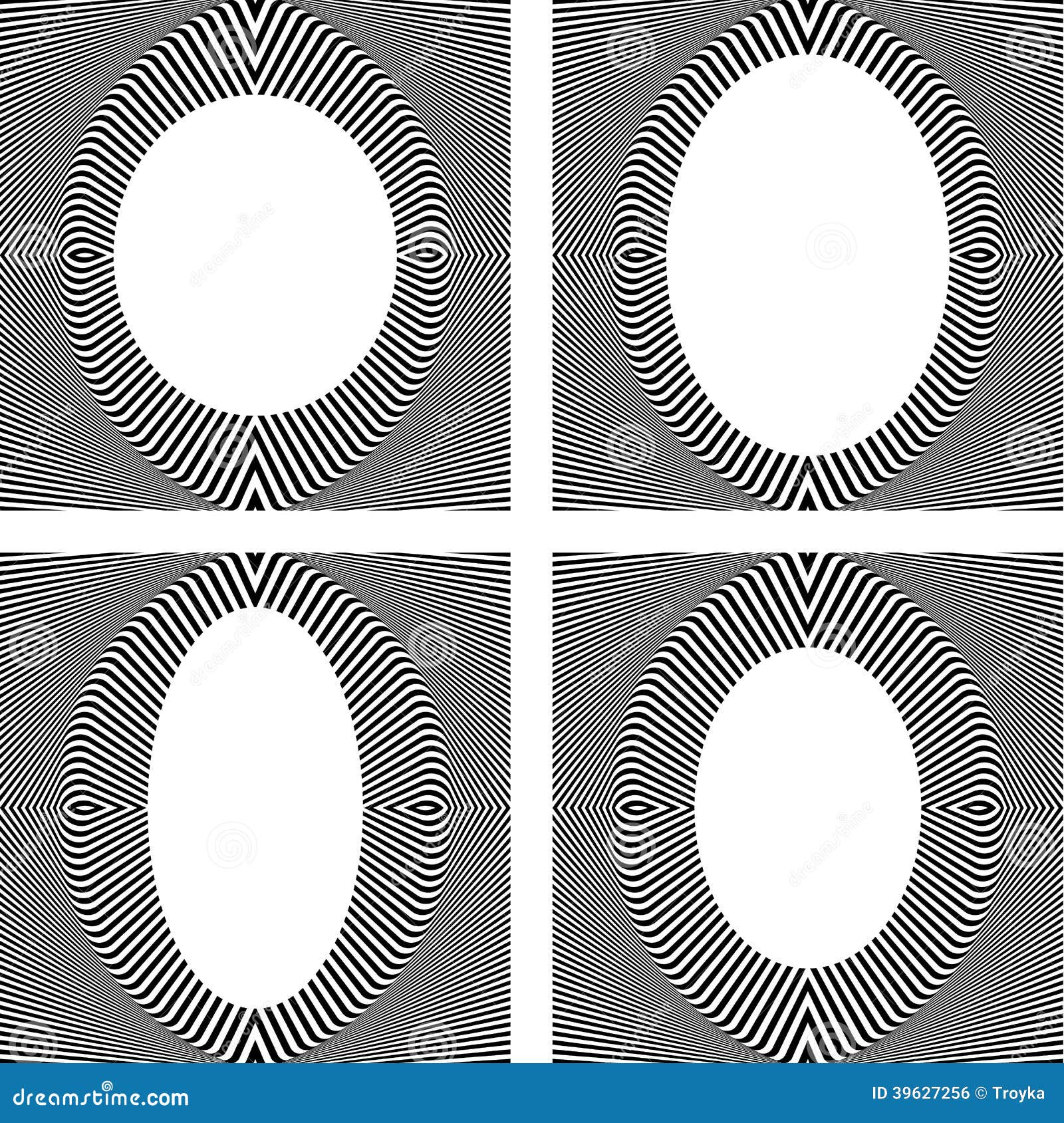 Set of Stylish Oval Frames in Op Art Design. Stock Vector ...
