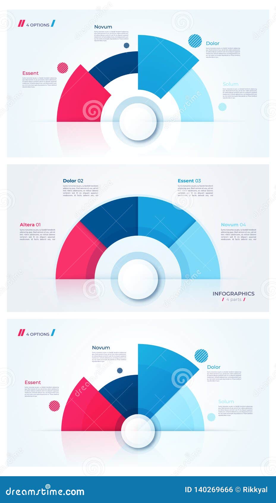 Set of Stylish Pie Chart Circle Infographic Templates. 4 Parts Stock ...