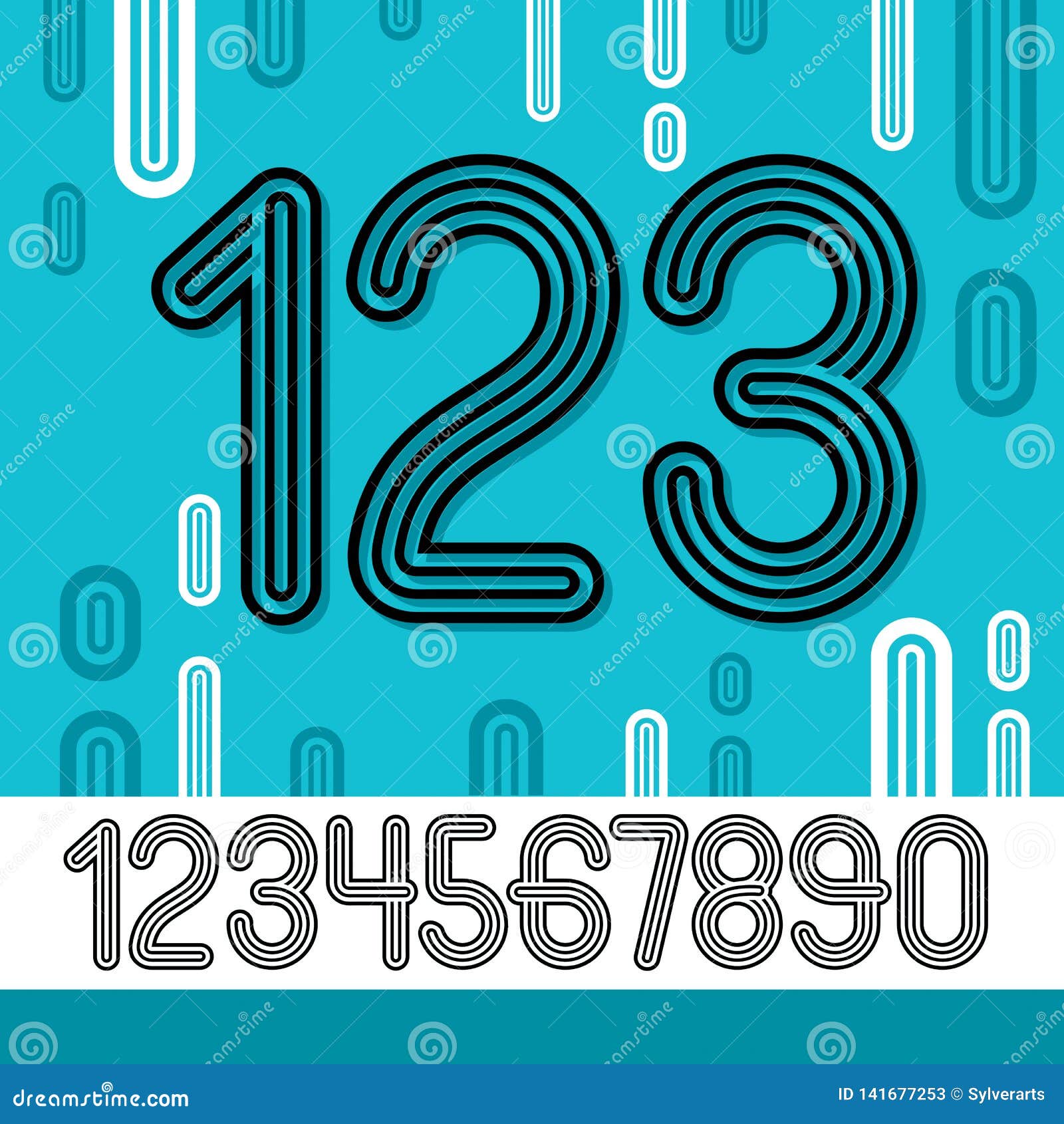 Set of Stylish Retro Vector Digits, Modern Numerals Collection. Trendy ...